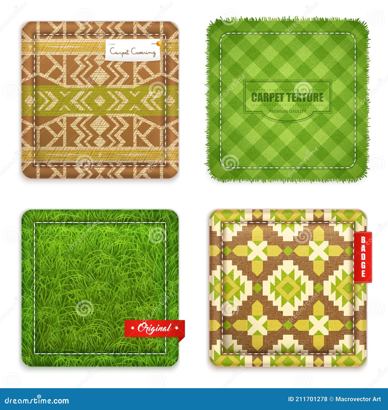 Realistic Carpet Texture Pattern Set Stock Vector - Illustration of ...