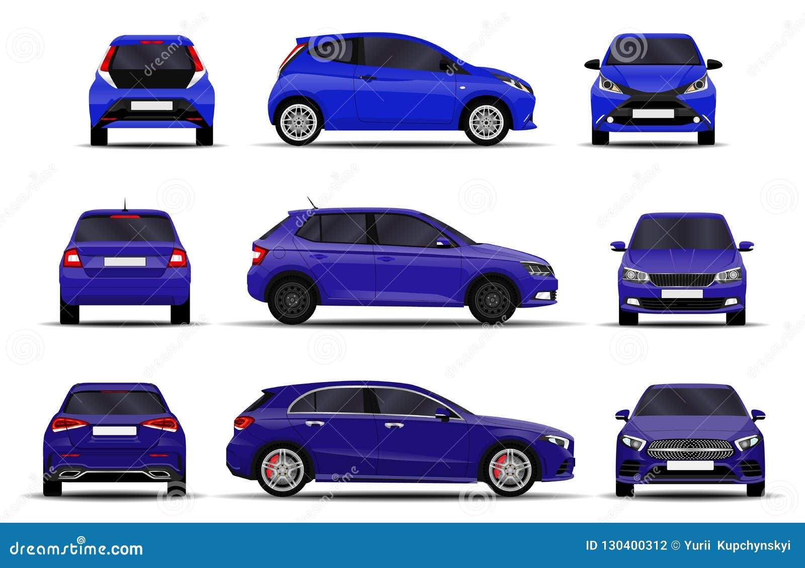 Realistic Cars Set. Hatchback Stock Vector - Illustration of machine ...