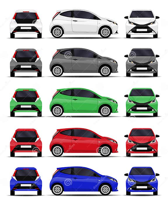 Realistic Cars Set. Hatchback Stock Illustration - Illustration of transmission, body: 130400910