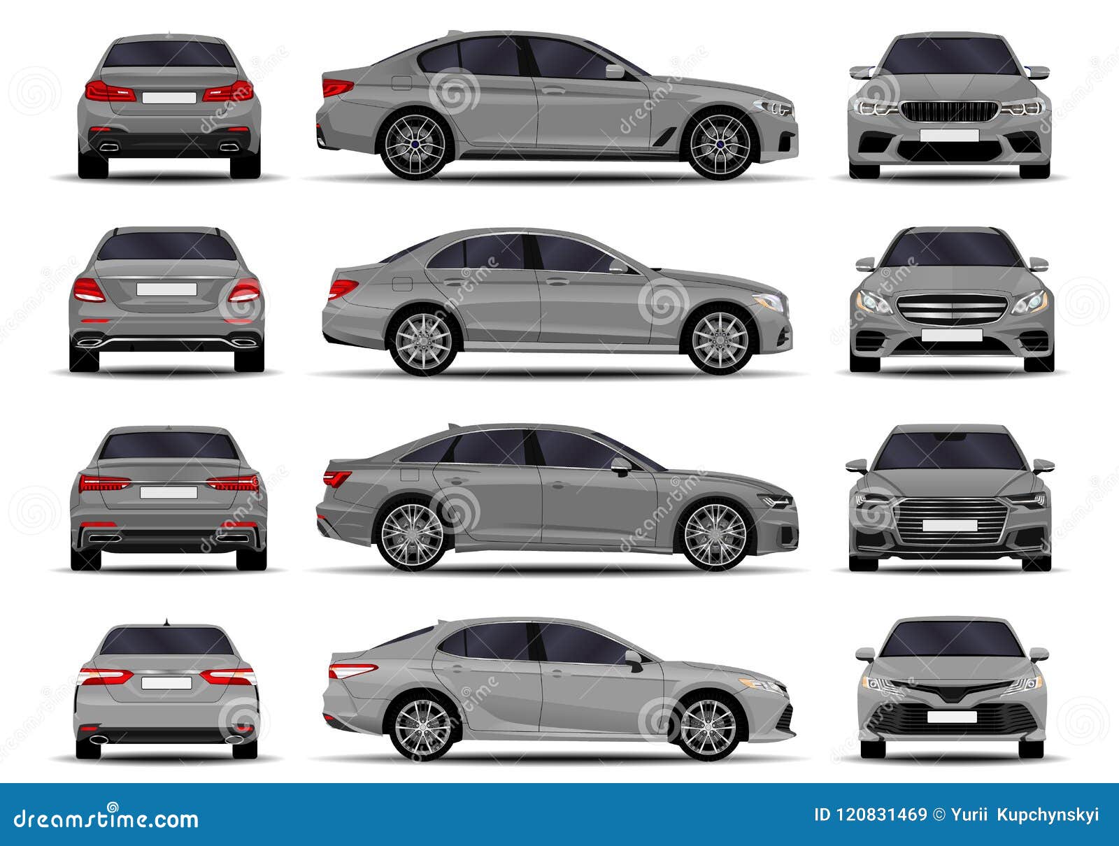 Realistic cars set. sedan stock illustration. Illustration of auto ...