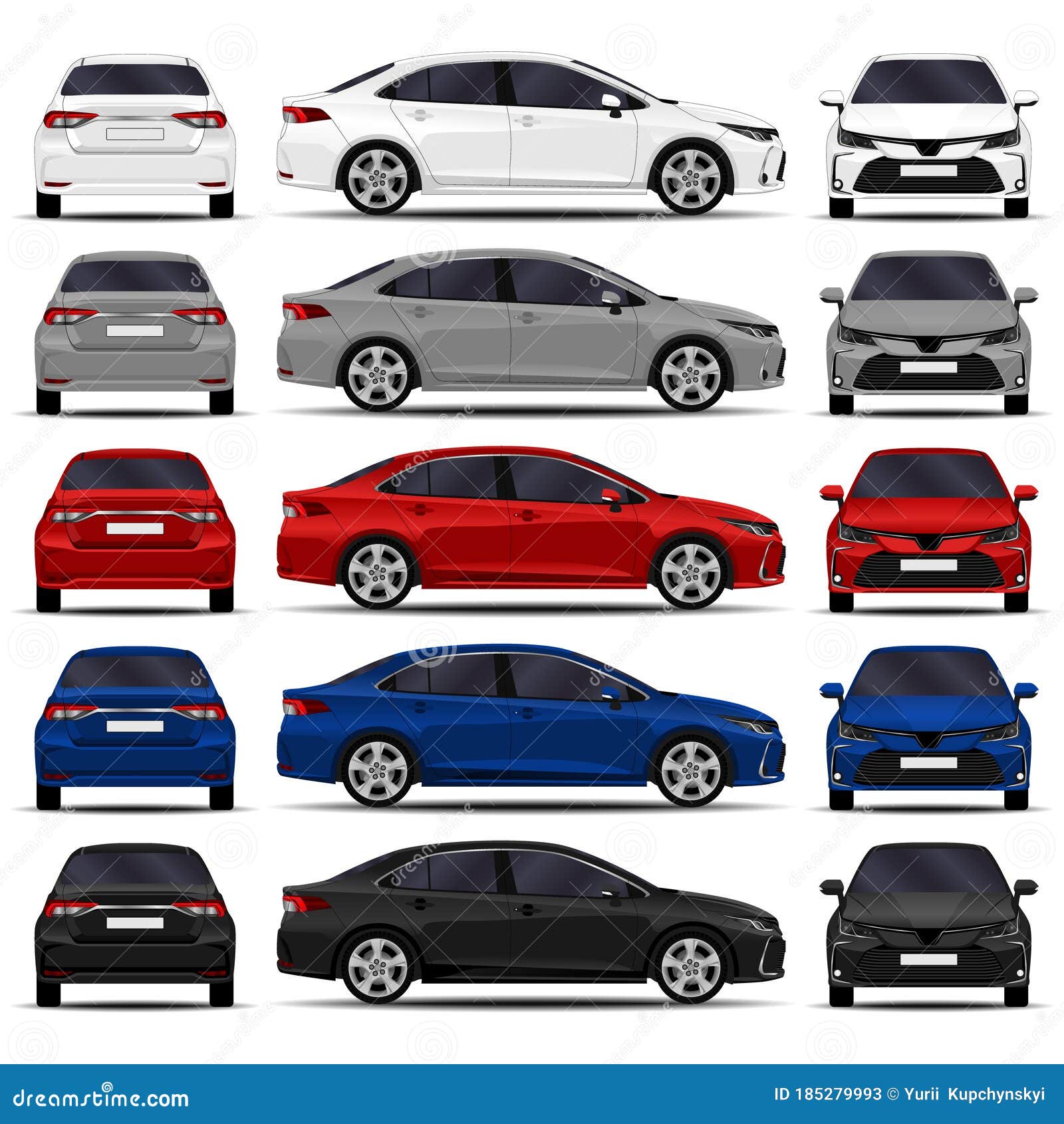 Realistic car. sedan stock vector. Illustration of transmission - 185279993