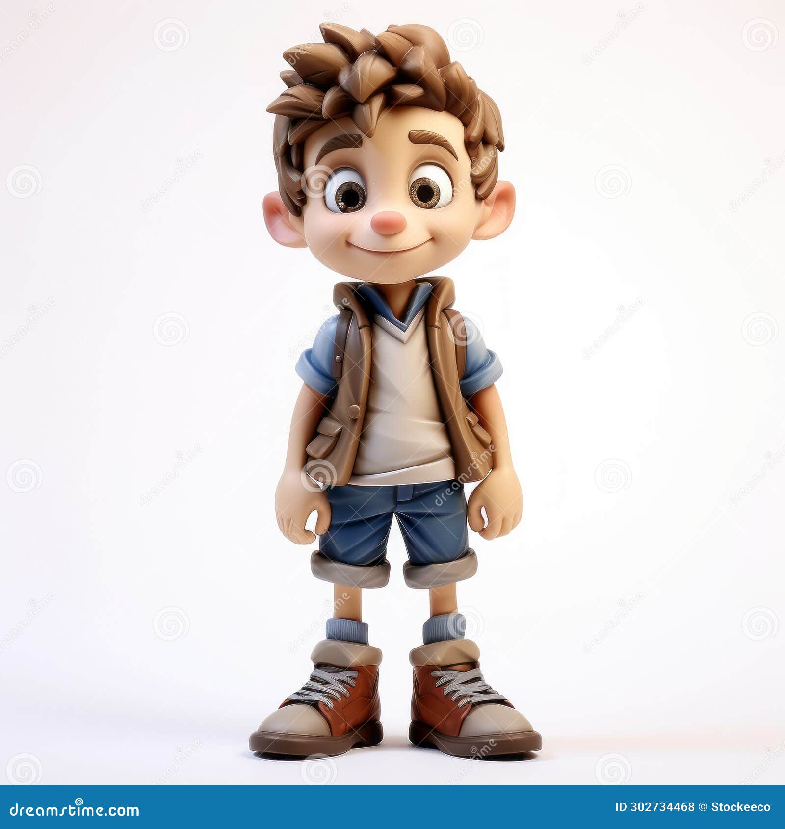 Realistic Cartoon Boy Figurine with Accessories Stock Illustration ...