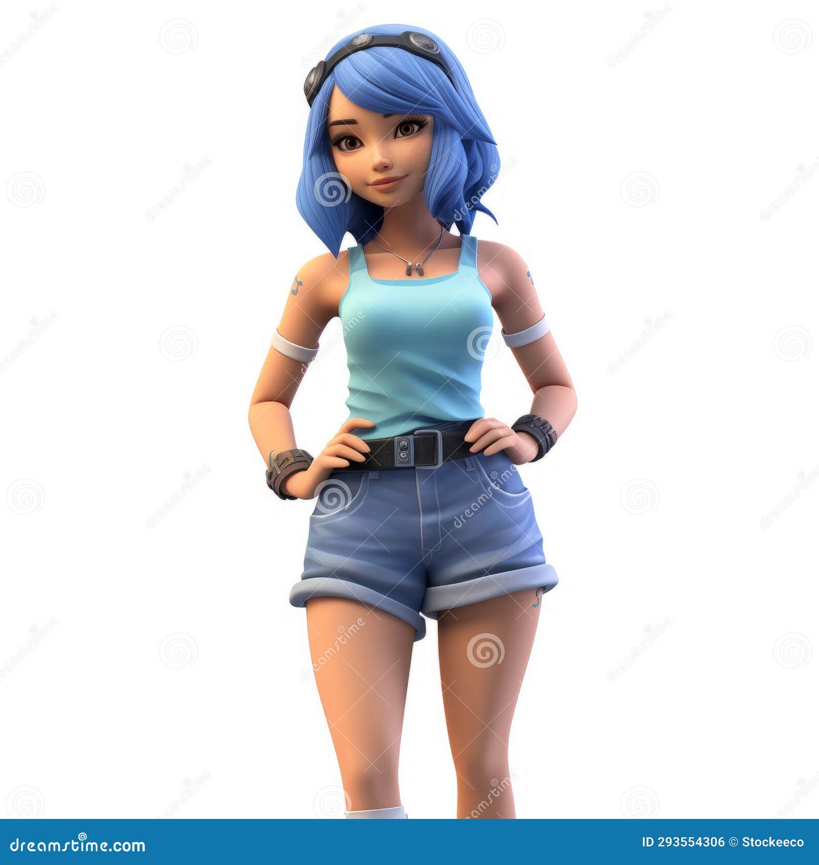 Jennifers Hyper Realistic 3d Cartoon Pointing With Right Hand Stock