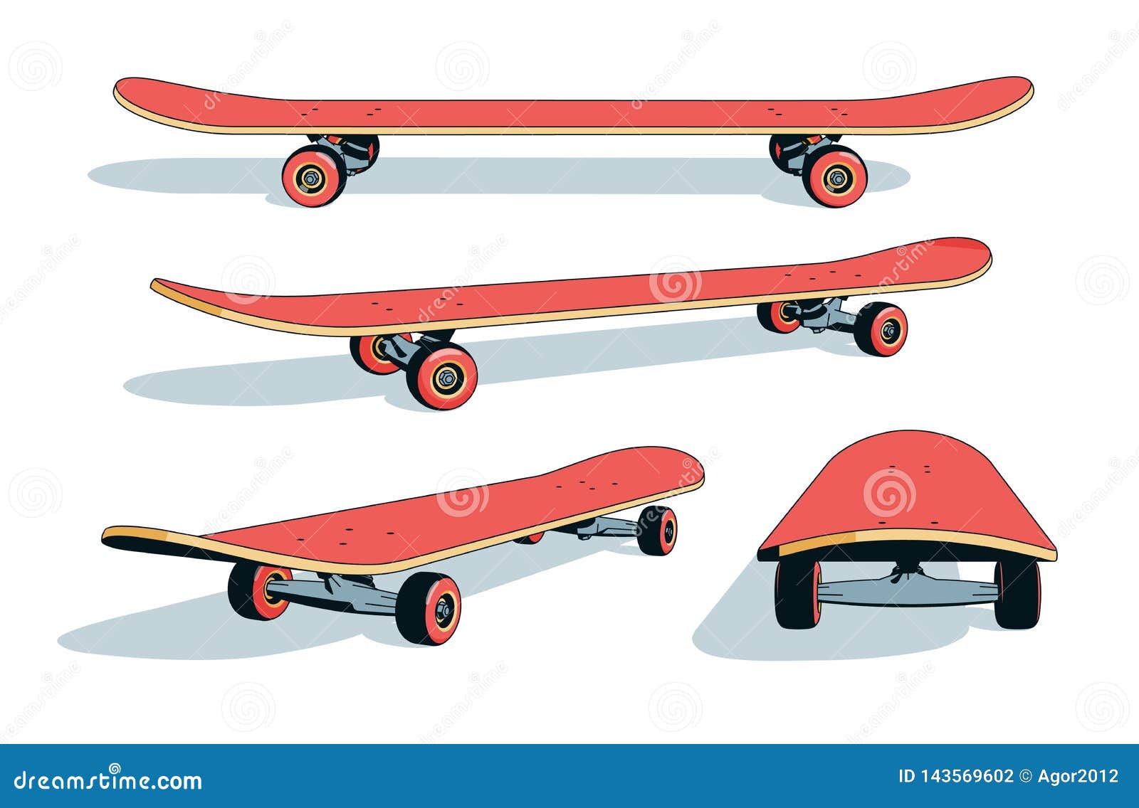 Realistic Cartoon Skateboard from Different Angles Stock Vector ... Realistic Cartoon Skateboard from Different Angles Stock Vector ...
