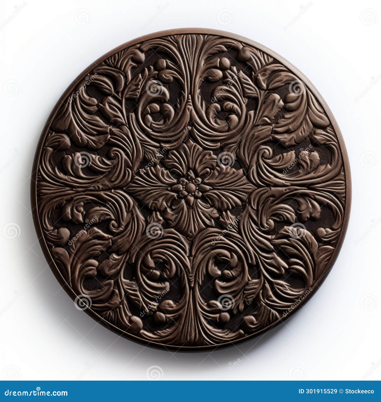 Realistic Carved Chocolate Plate on White Surface Stock Image - Image ...