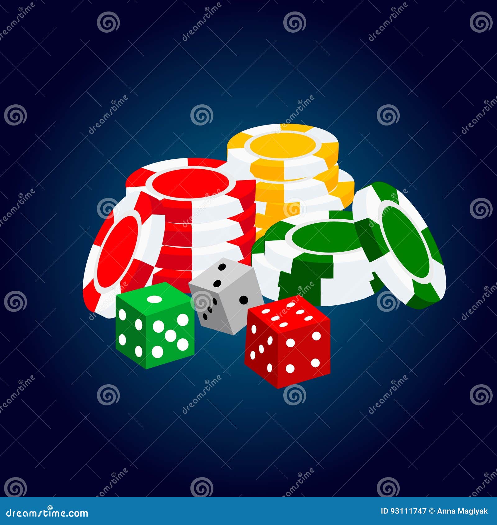 Realistic casino elements: stock vector. Illustration of casino - 93111747