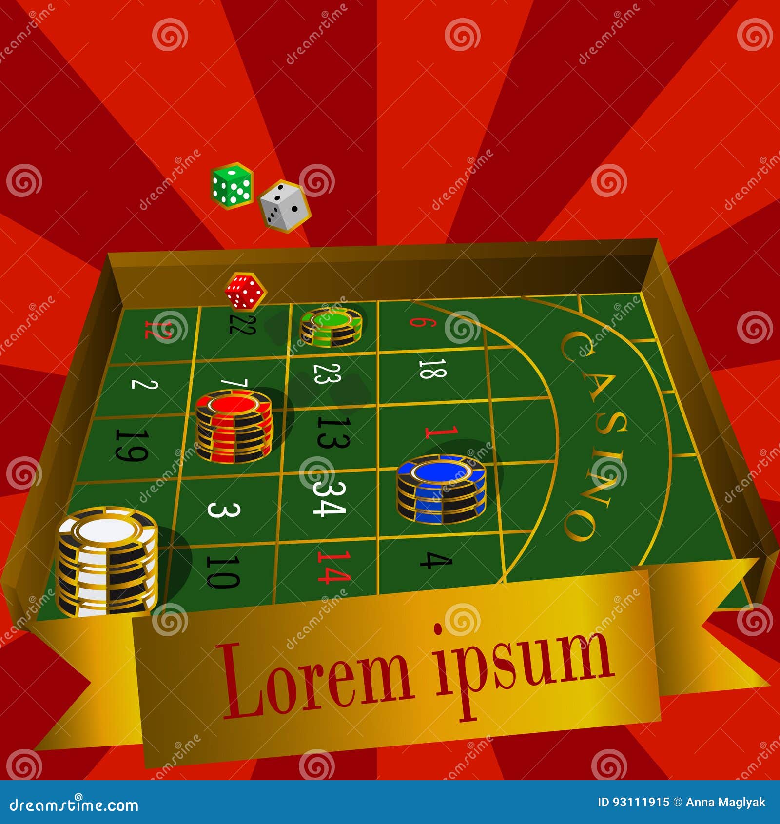 Realistic casino elements: stock vector. Illustration of fortune - 93111915