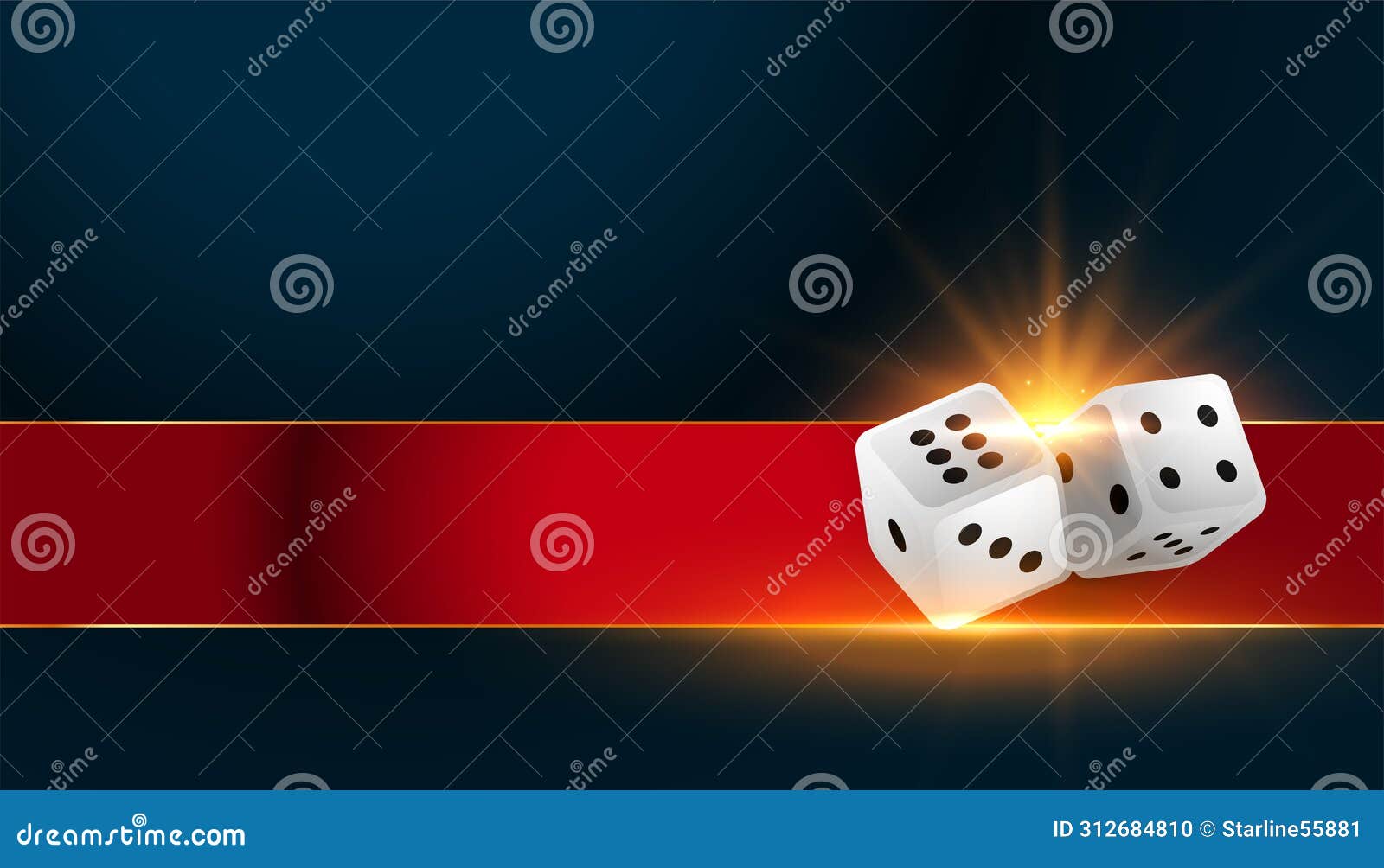 Realistic Casino Poker Dice Banner with Text Space Stock Vector ...