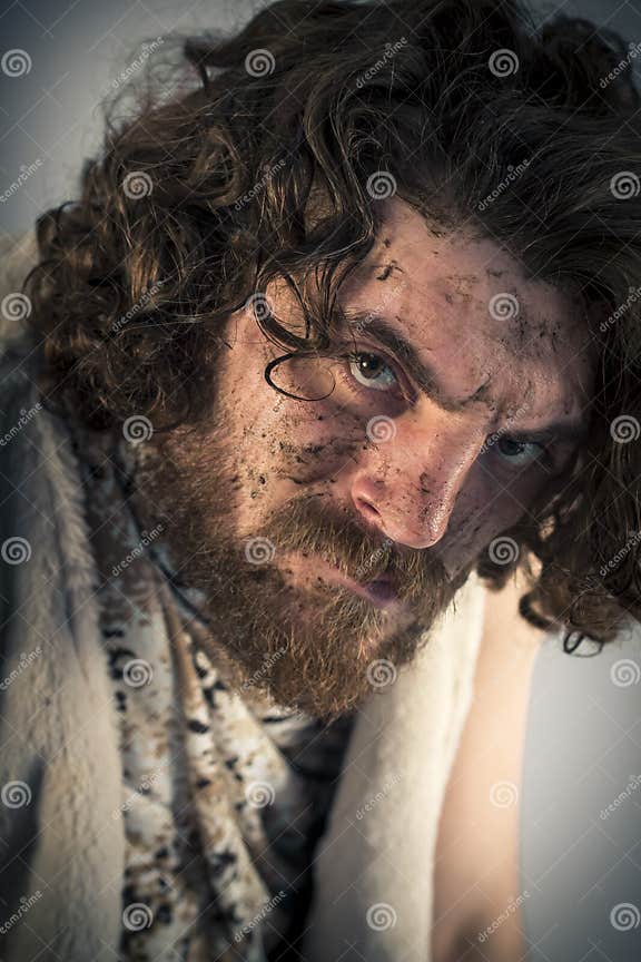 Realistic Caveman stock image. Image of neanderthal, hair - 69060647