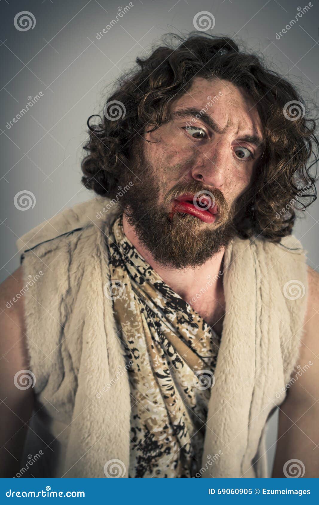 Realistic Caveman Eating Stock Image | CartoonDealer.com #69060649