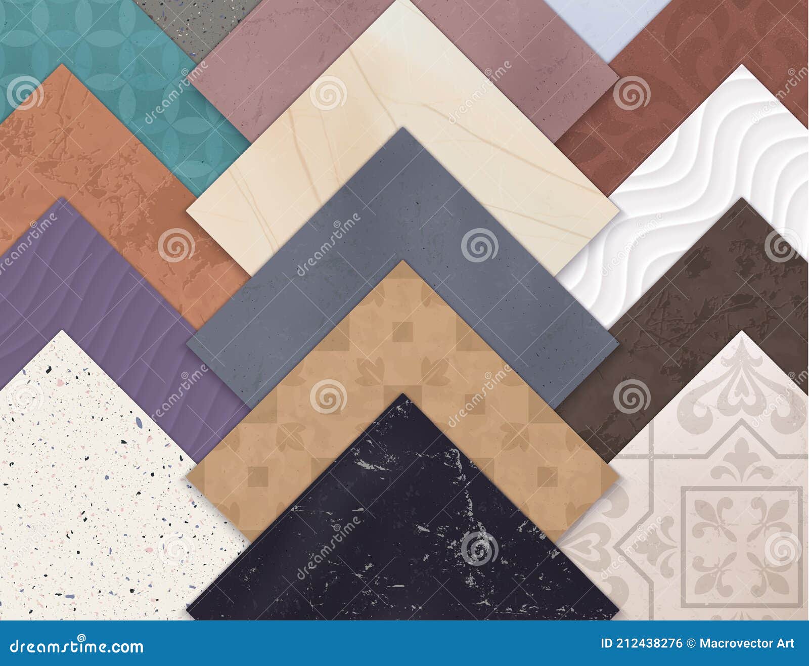 Realistic Ceramic Floor Tiles Horizontal Set Stock Vector ...