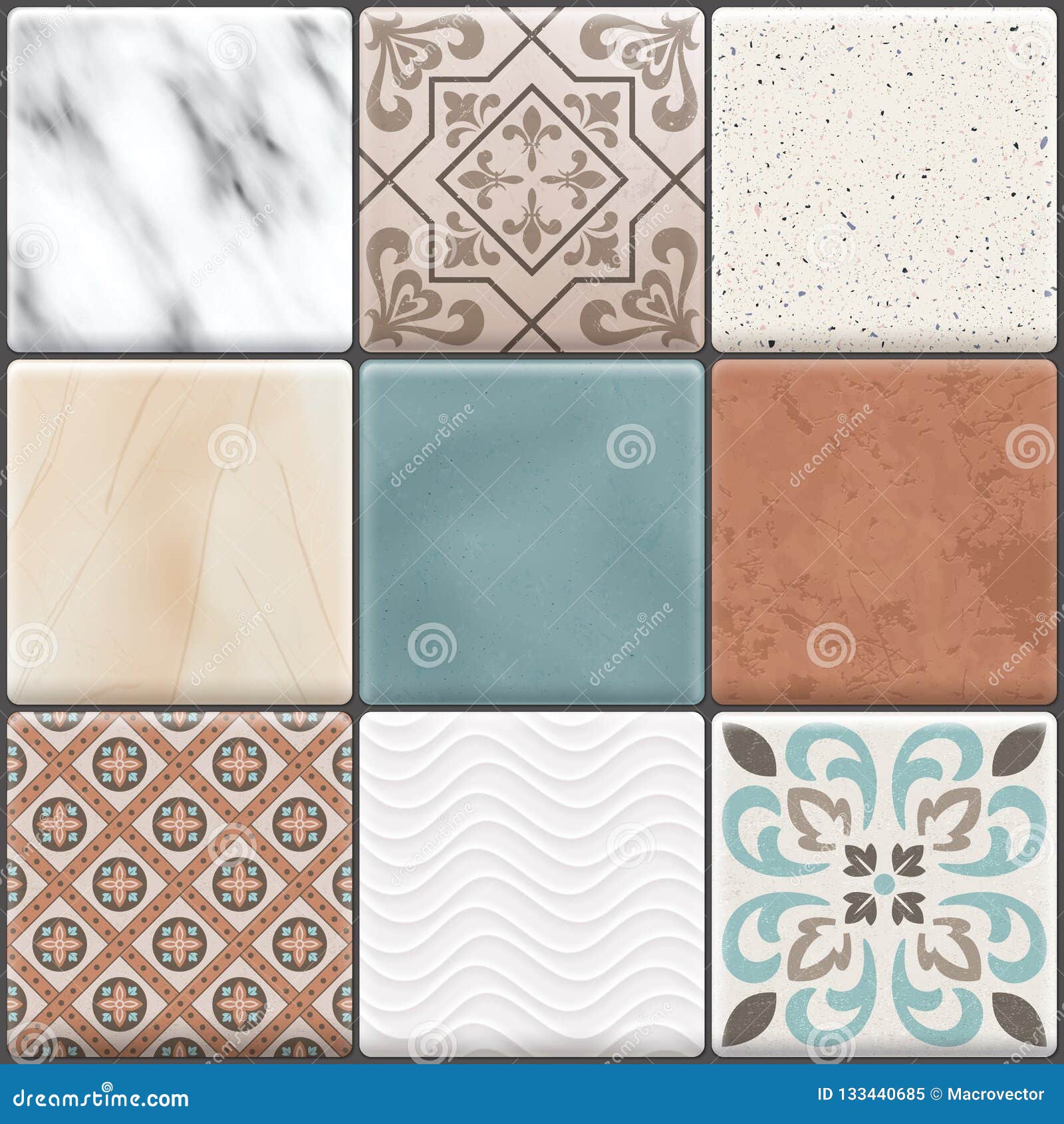 Realistic Ceramic Floor Tiles Icon Set Stock Vector - Illustration of ...