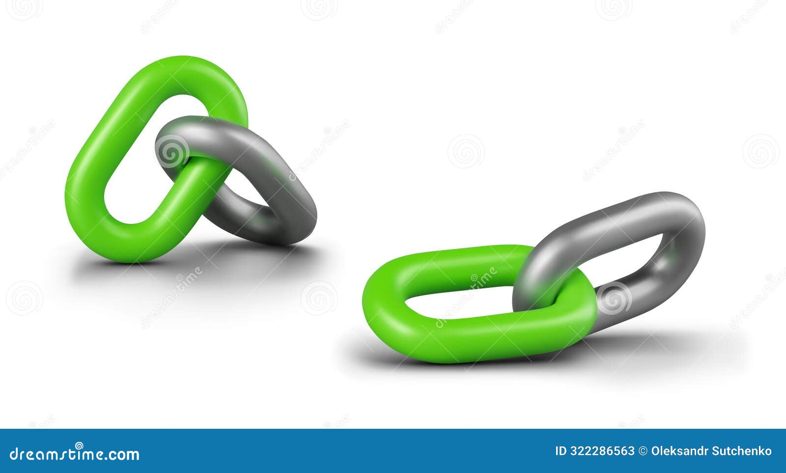 Realistic Chain Links in Different Positions. Symbol of Union ...
