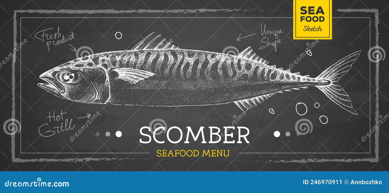 Scomber. Fish In The Family Scombridae. Open Paths. Editable Stroke ...