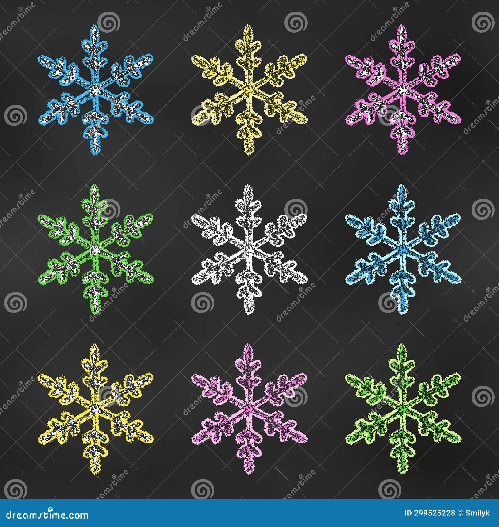 Realistic Chalk Drawn Sketch. Set of Design Elements Colorful ...