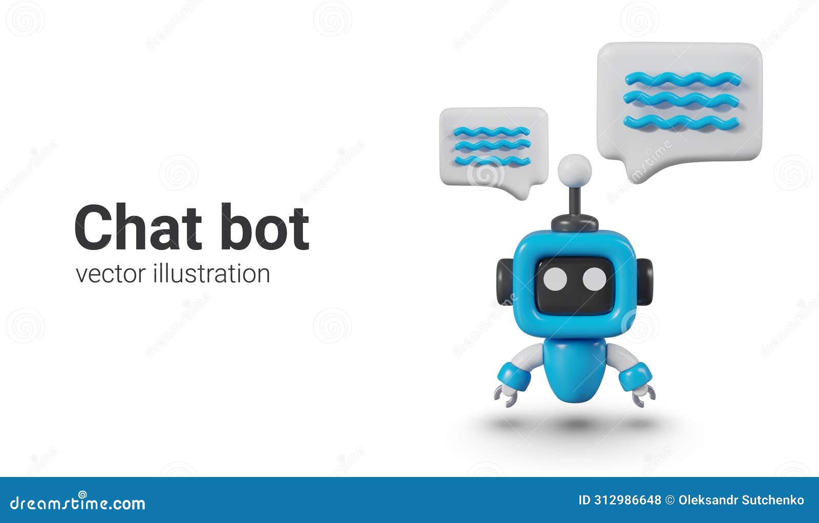Realistic Chat Bot Answers Questions, Communicates. Blue Mini Droid ...