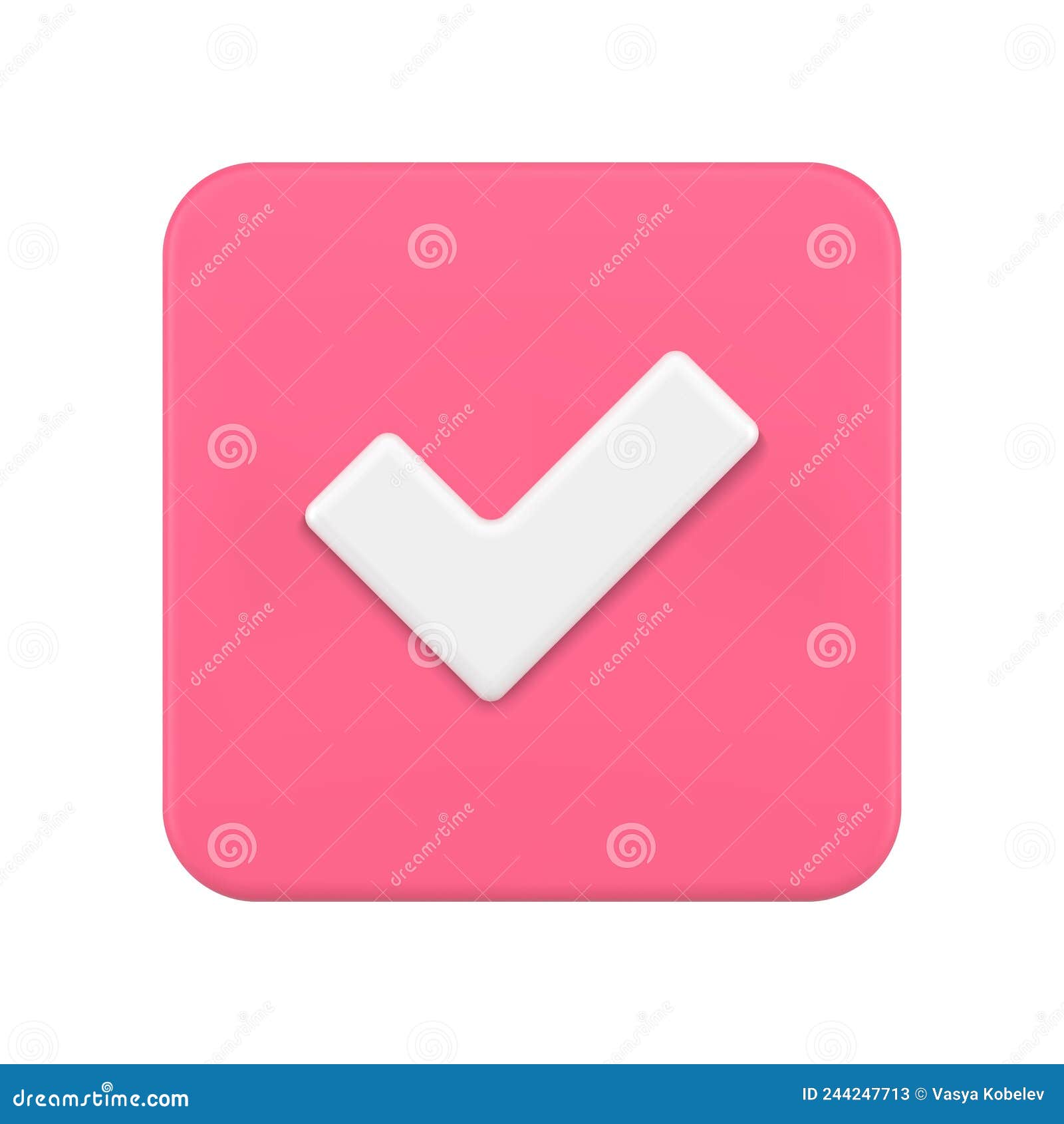 Realistic Checkmark Pink Button Done Complete Positive Answer 3d Icon ...