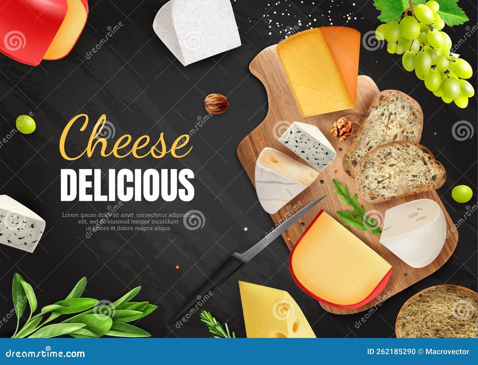 Realistic Cheese Frame Background Vector Illustration | CartoonDealer ...