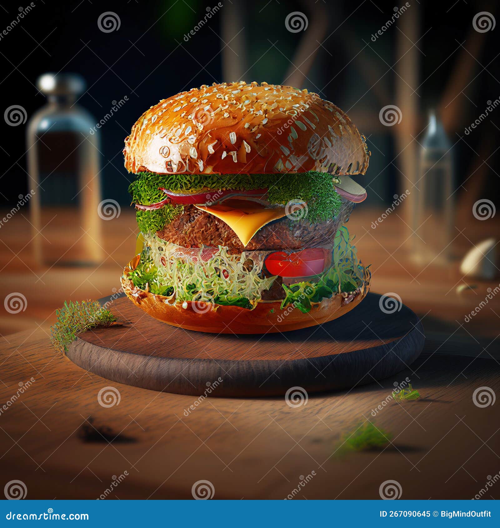 Cheeseburger Generative AI Illustration - Classic American Burger Stock ...