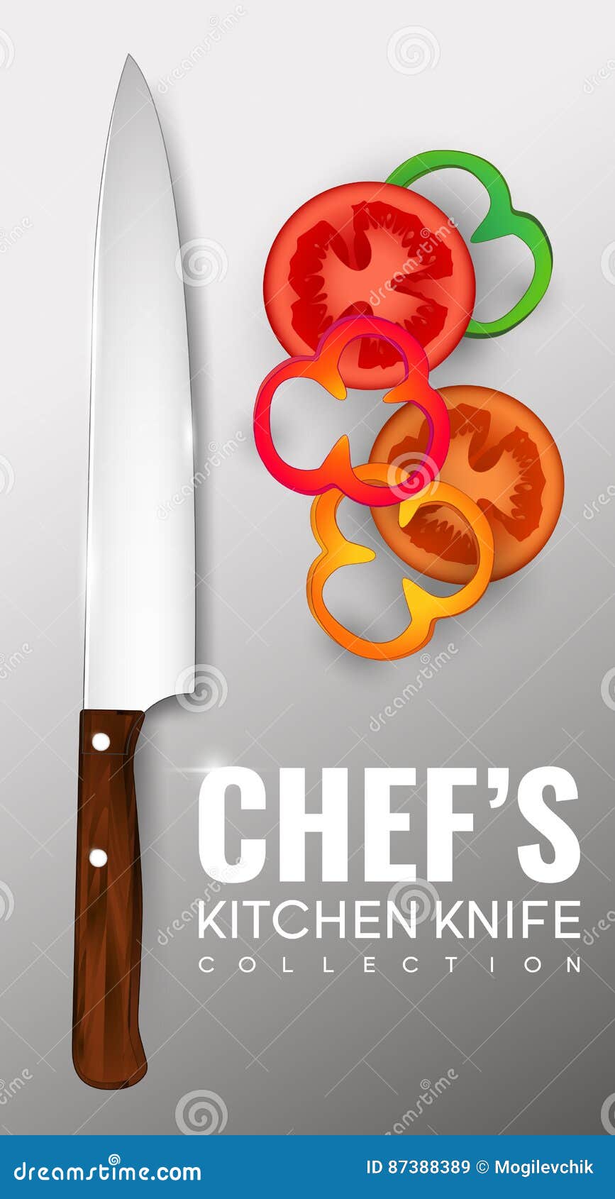 Realistic Chef Knife Poster Cartoon Vector | CartoonDealer.com #87388389