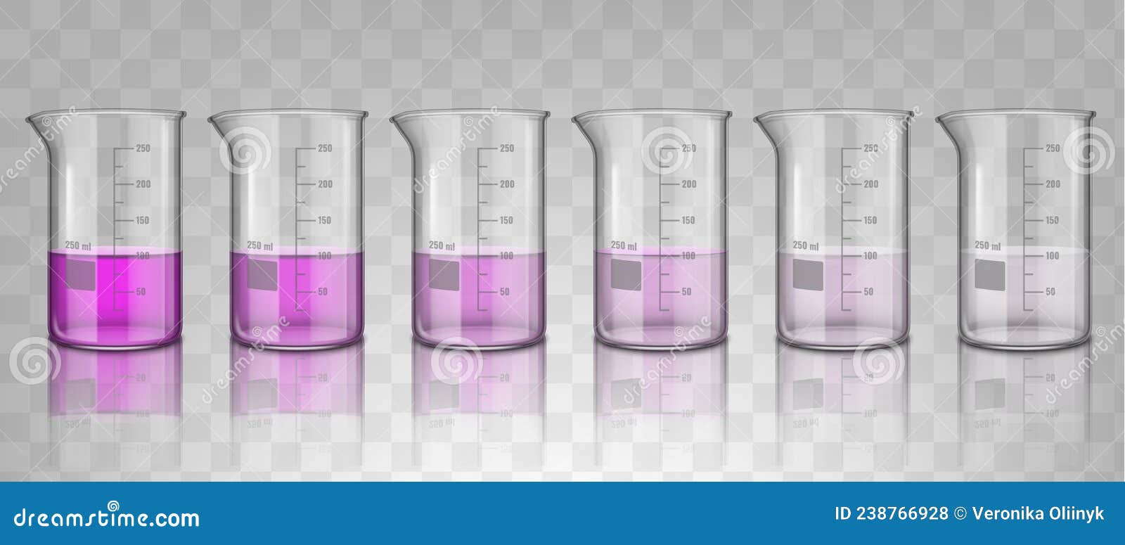 Realistic Chemical Beakers With Solution In Different Concentration ...