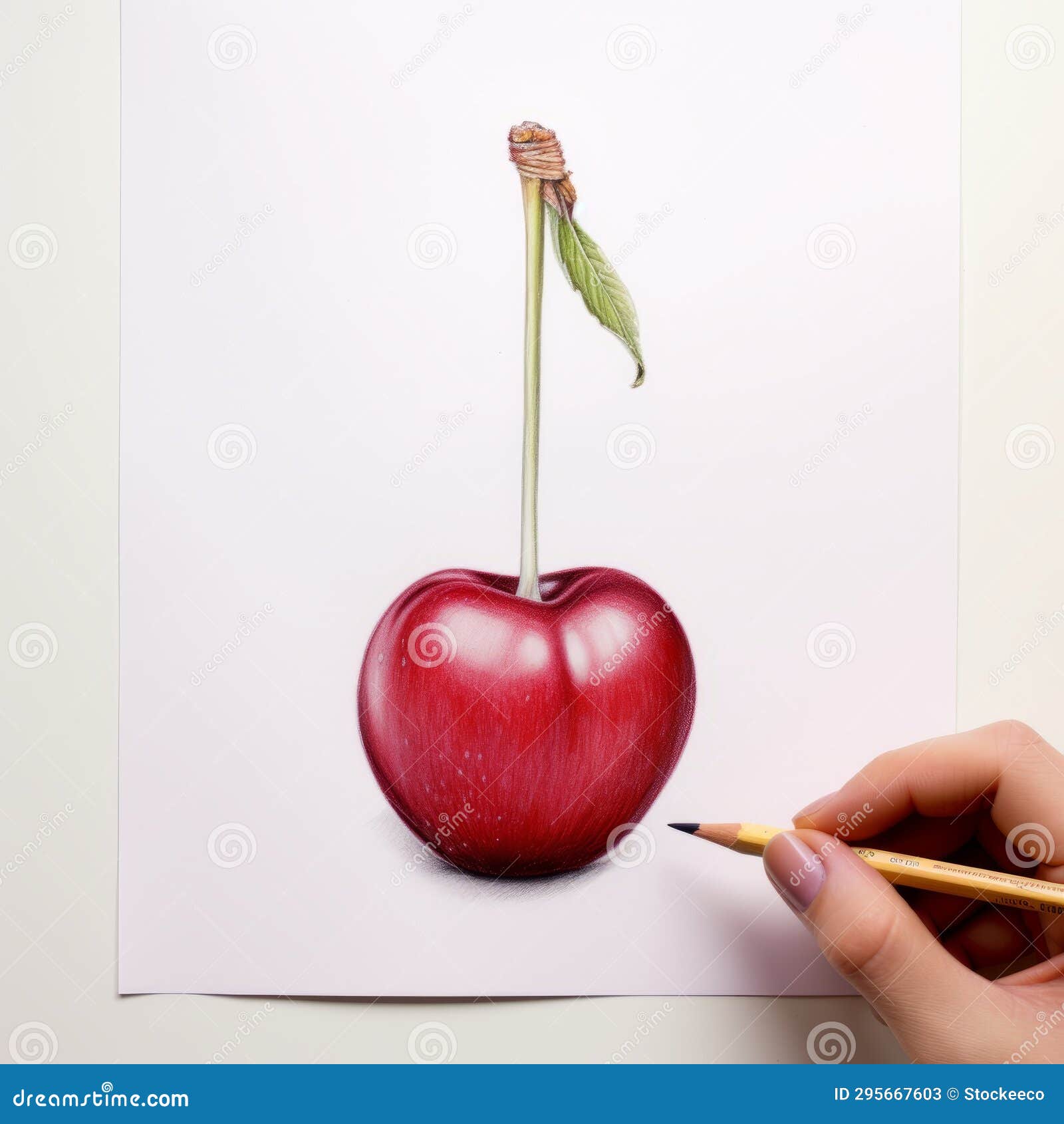 Realistic Cherry Drawing: Detailed and Bold Pencil Illustration Stock ...