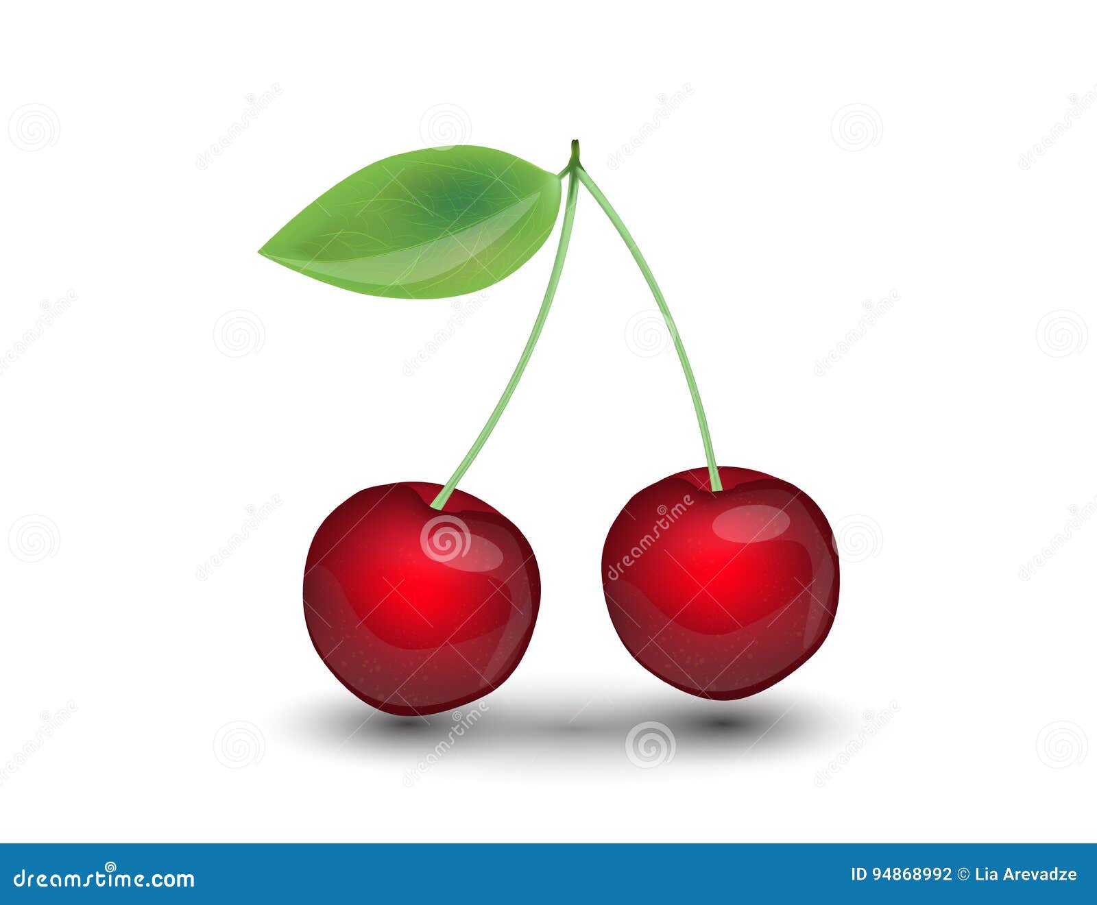 Realistic Cherry on White Background. Stock Vector - Illustration of ...