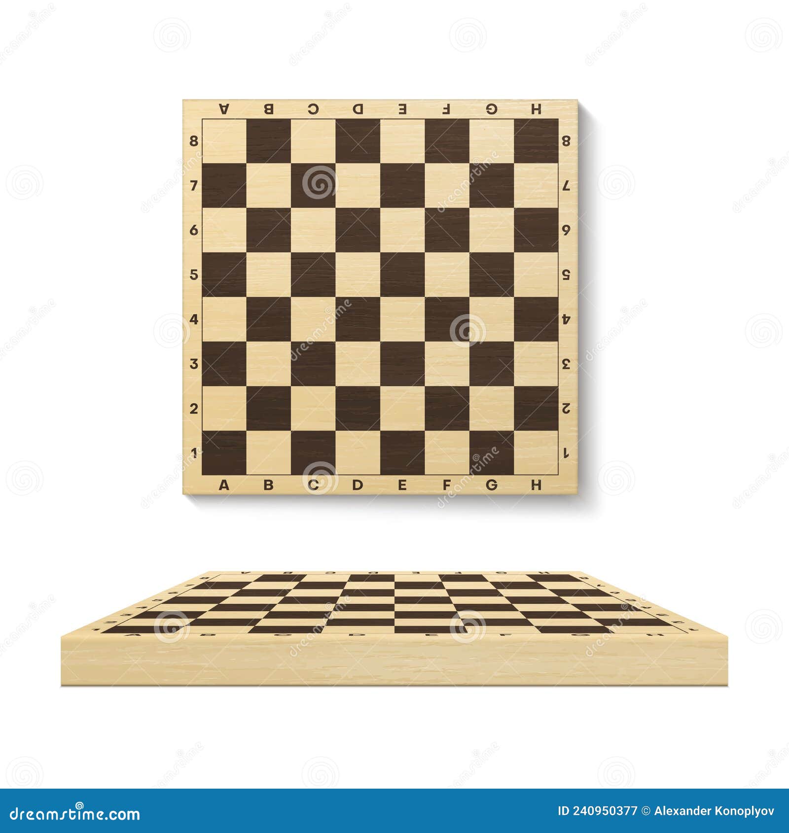 Realistic Chess Board Set Isometric Vector Illustration. Empty Wooden ...