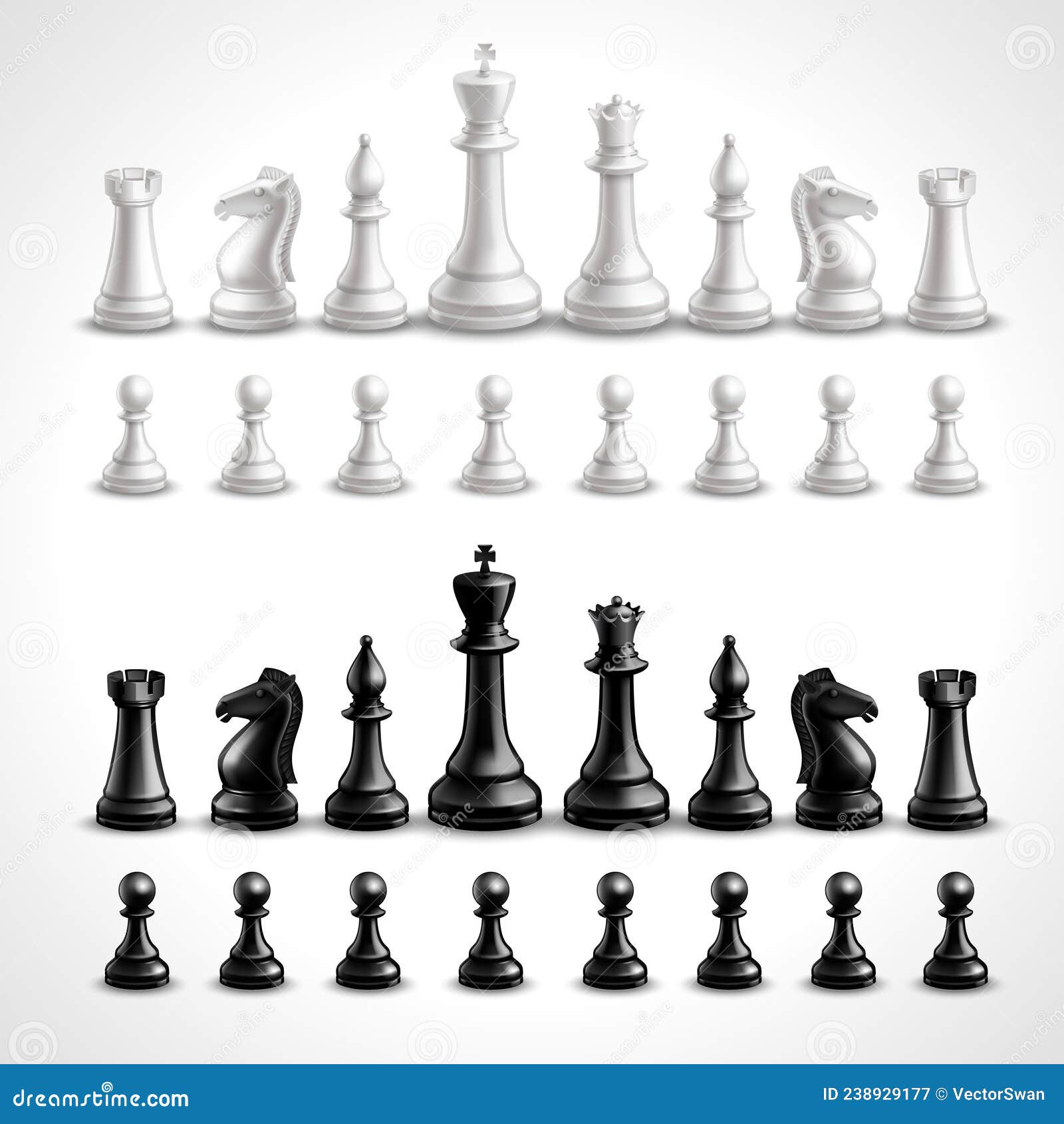 Realistic Chess Figures stock vector. Illustration of piece - 238929177