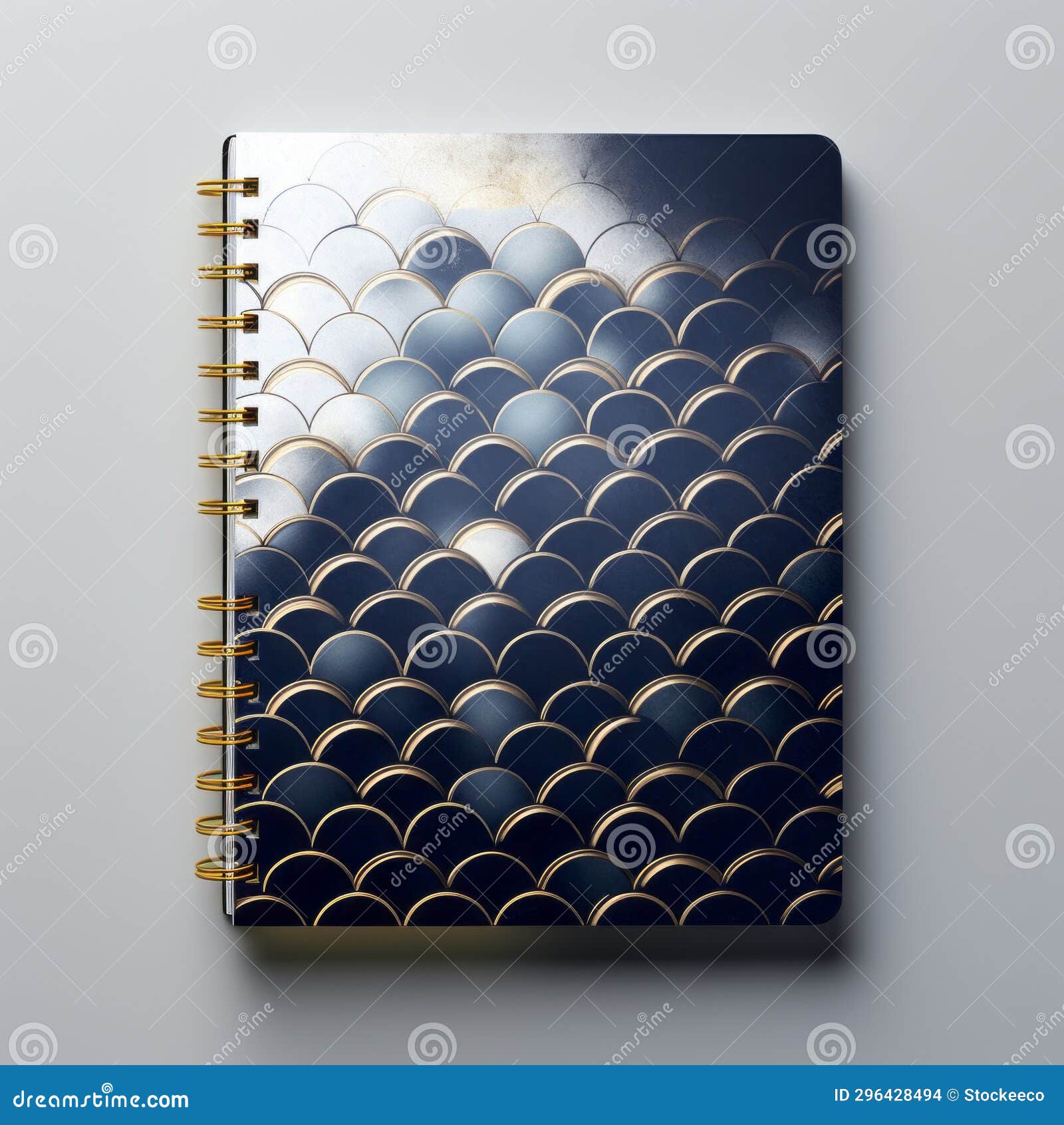 Realistic Chiaroscuro Lighting Notebook with Gold and Blue Pattern ...