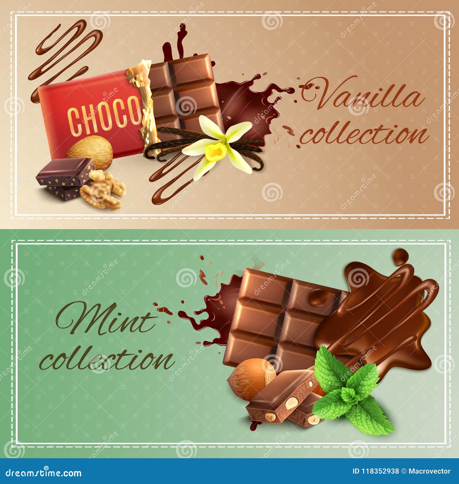 Realistic Chocolate Banners Stock Vector - Illustration of dark ...