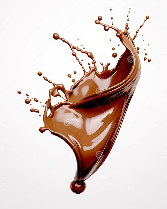 Realistic Chocolate Splash on White Background. Liquid Chocolate Splash ...