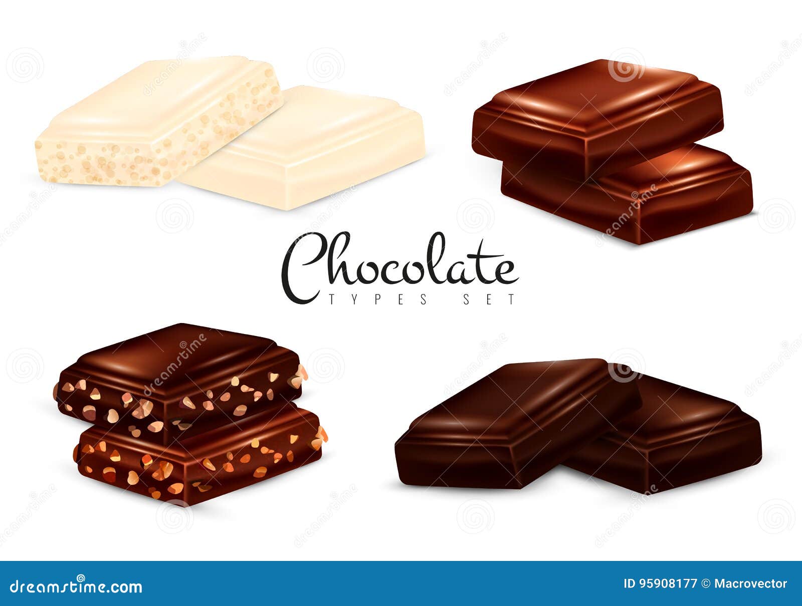 Realistic Chocolate Types Set Stock Vector - Illustration of decorative ...