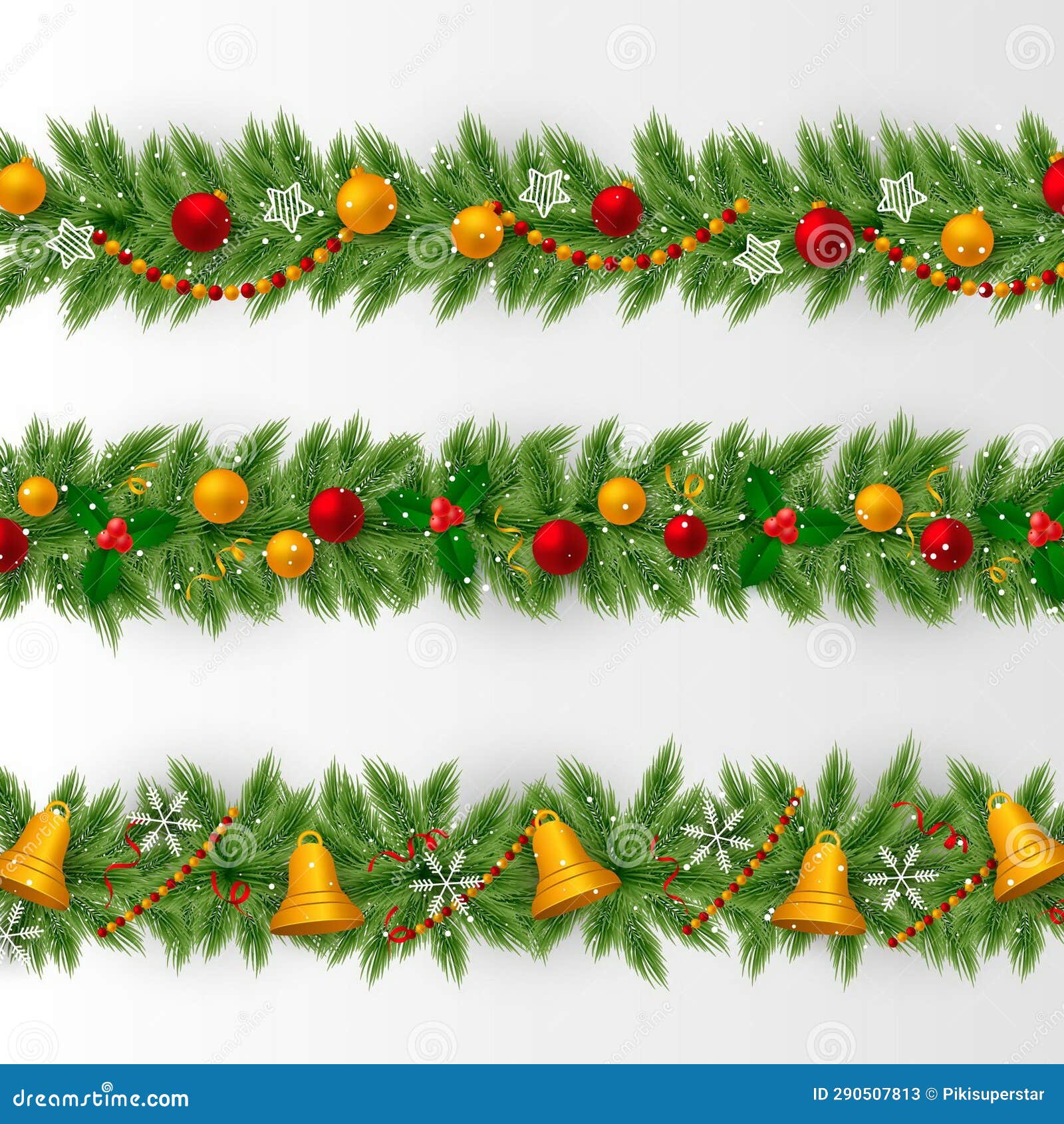 Realistic Christmas Frames Borders Collection Stock Vector ...