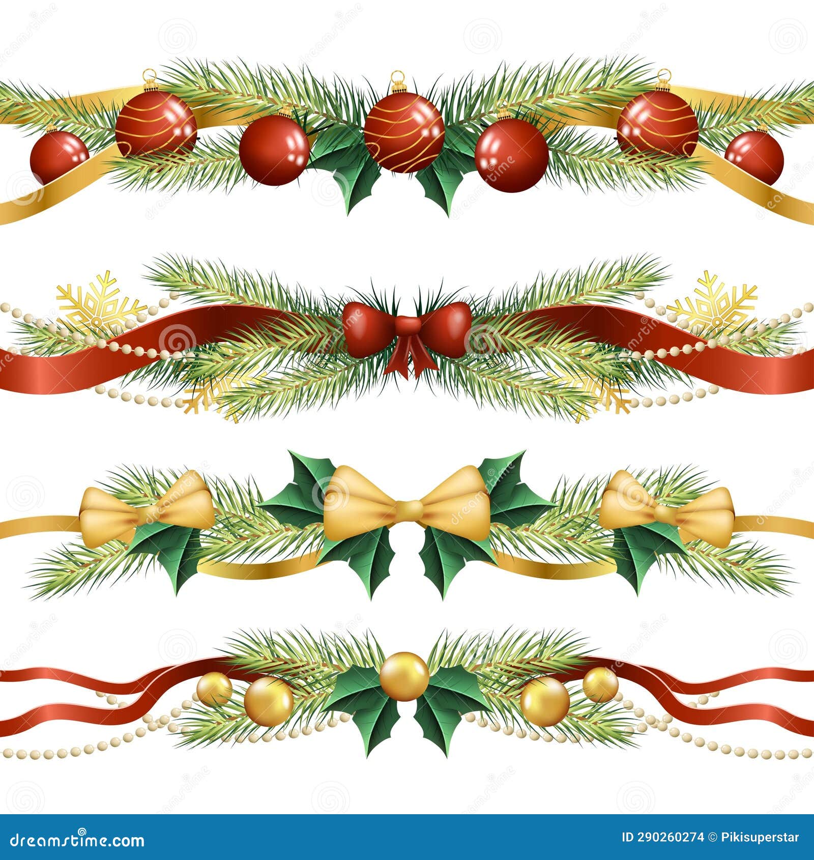 Realistic Christmas Frames Borders Vector Design Illustration Stock ...