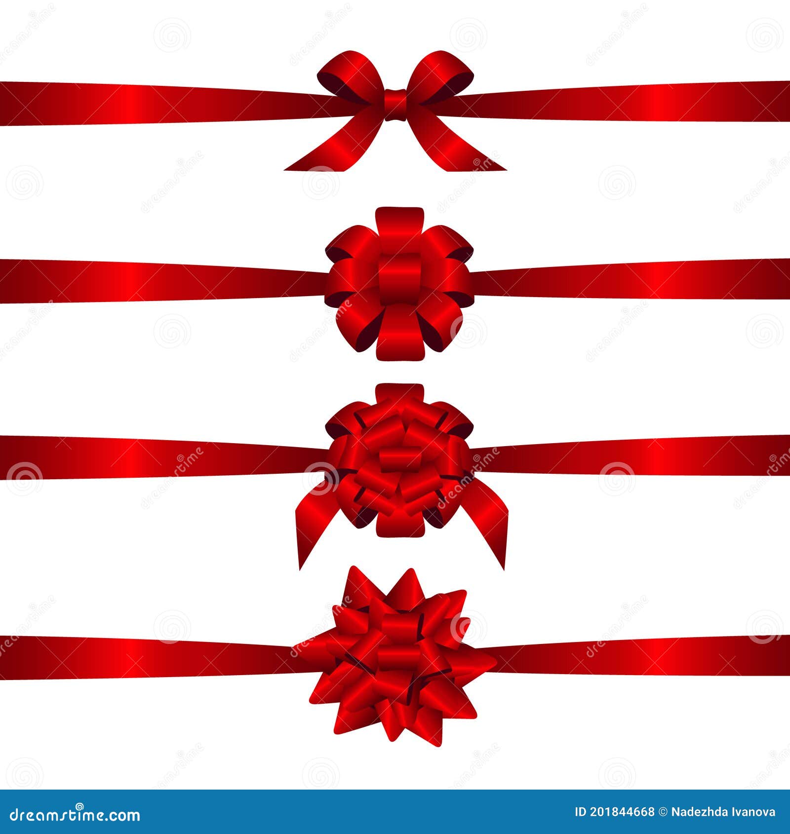 Realistic Christmas Ribbon Collection Vector Illustration Stock ...