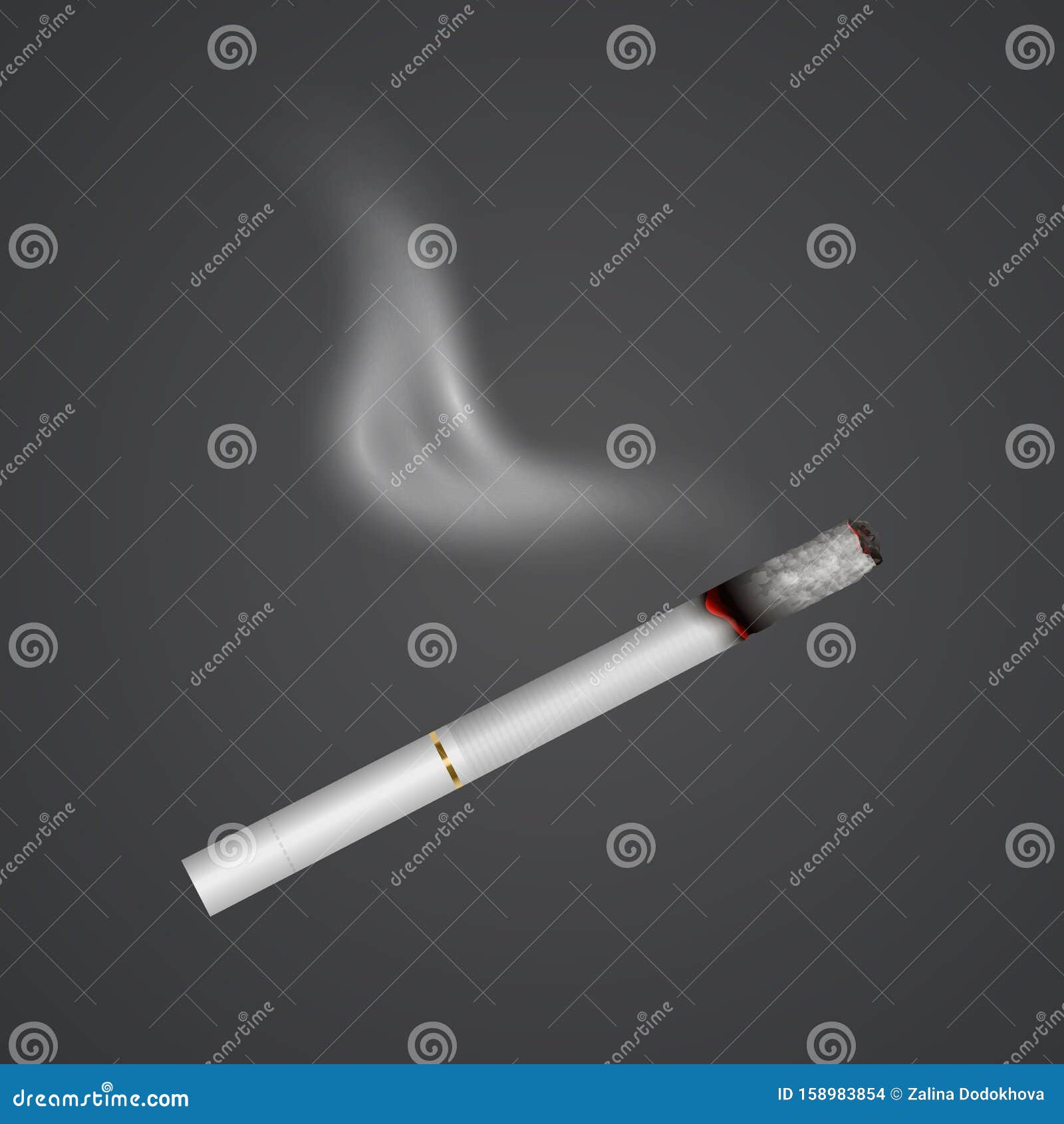 Realistic Cigarette With Smoke, Fire Isolated On Background. Tobacco ...