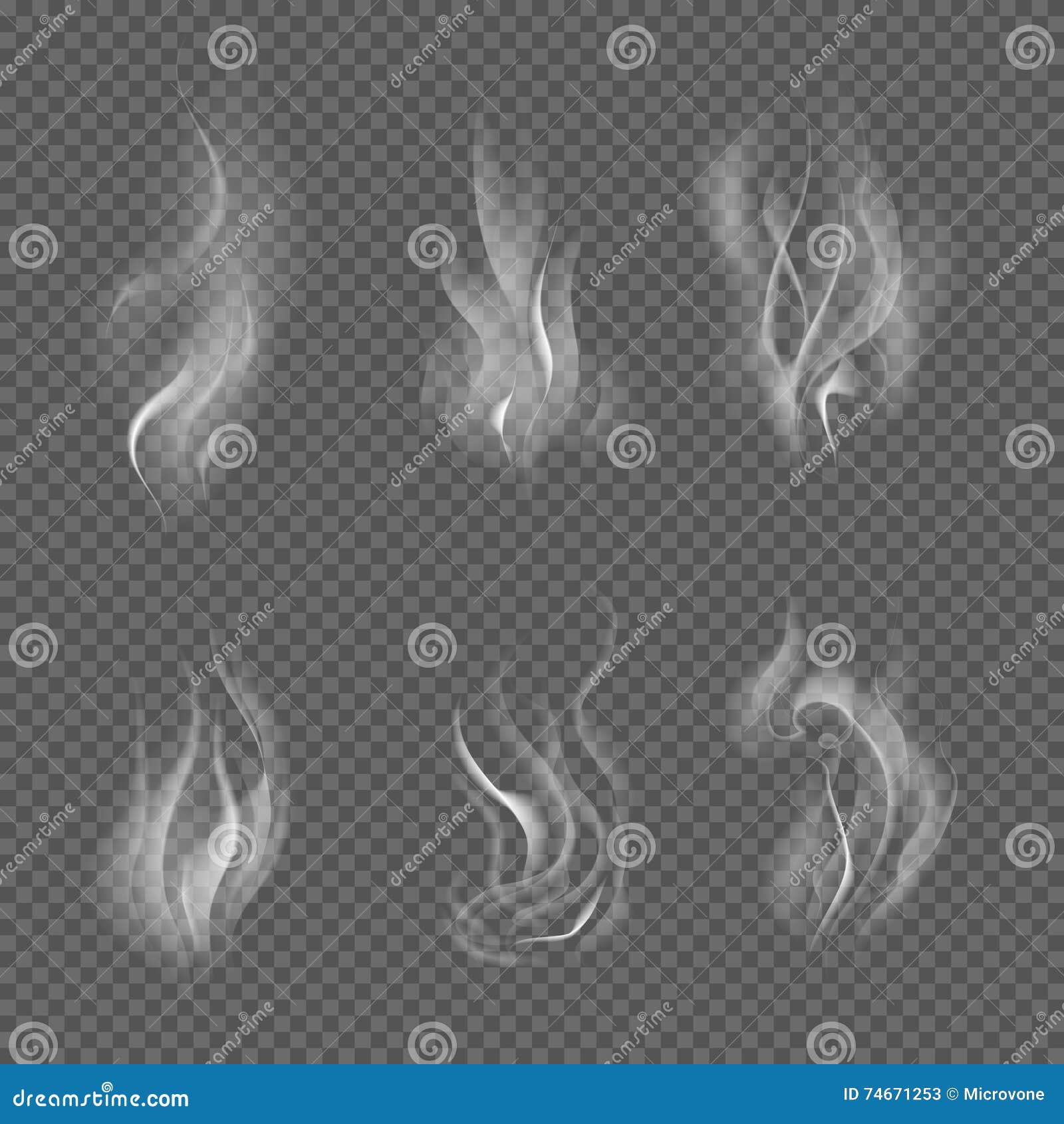 Realistic Cigarette Smoke Waves Or Steam On Transparent Background ...