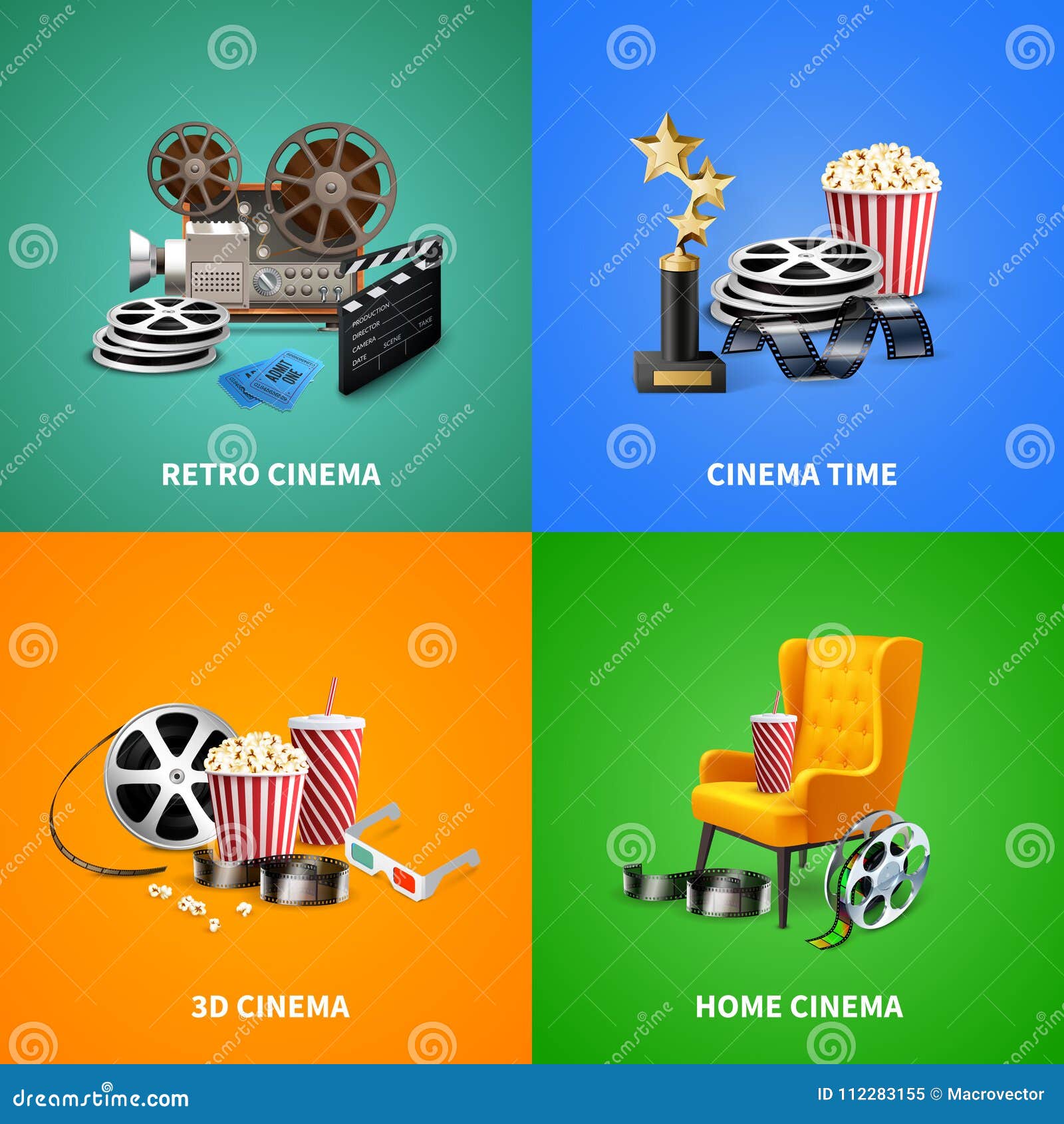 Realistic Cinema Design Concept Stock Vector - Illustration of ...