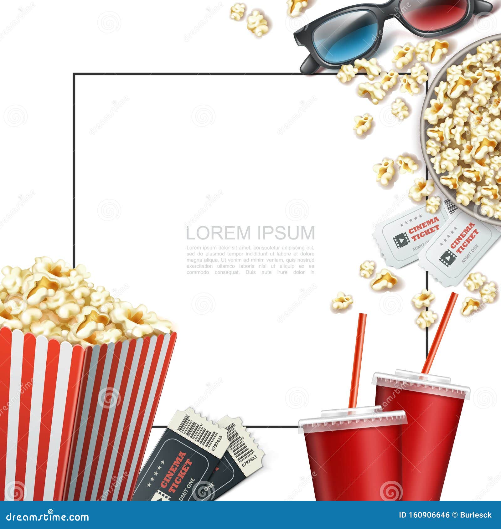 Realistic Cinema Elements Template Stock Vector - Illustration of ...