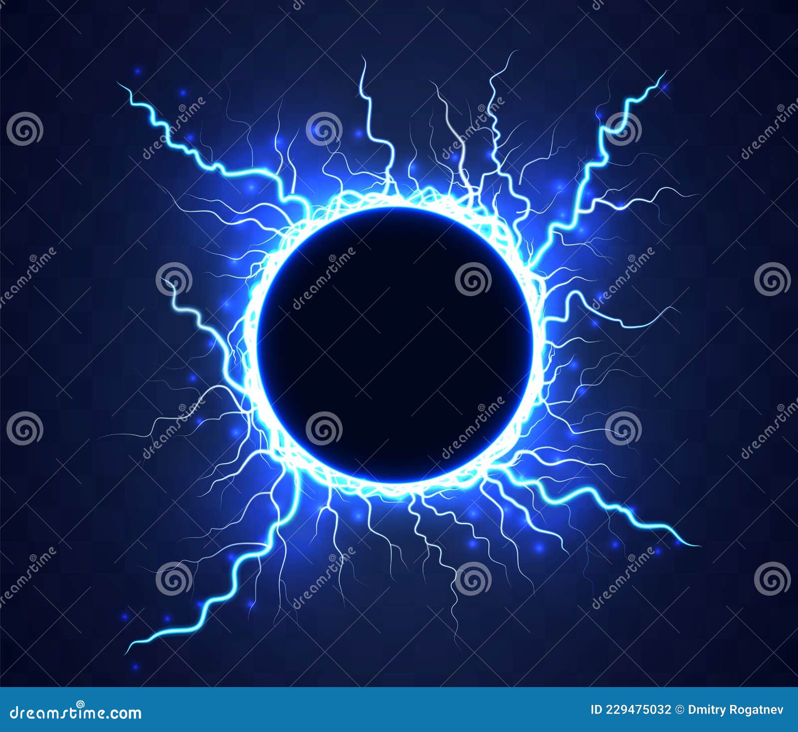 Realistic Circle of Thunder Storm Lightnings. Stock Vector ...