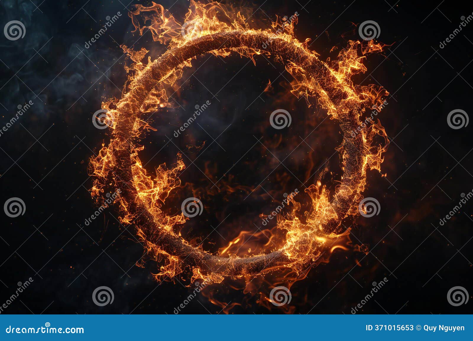 A Realistic Circular Ring Of Fire On Black Background, Top View ...