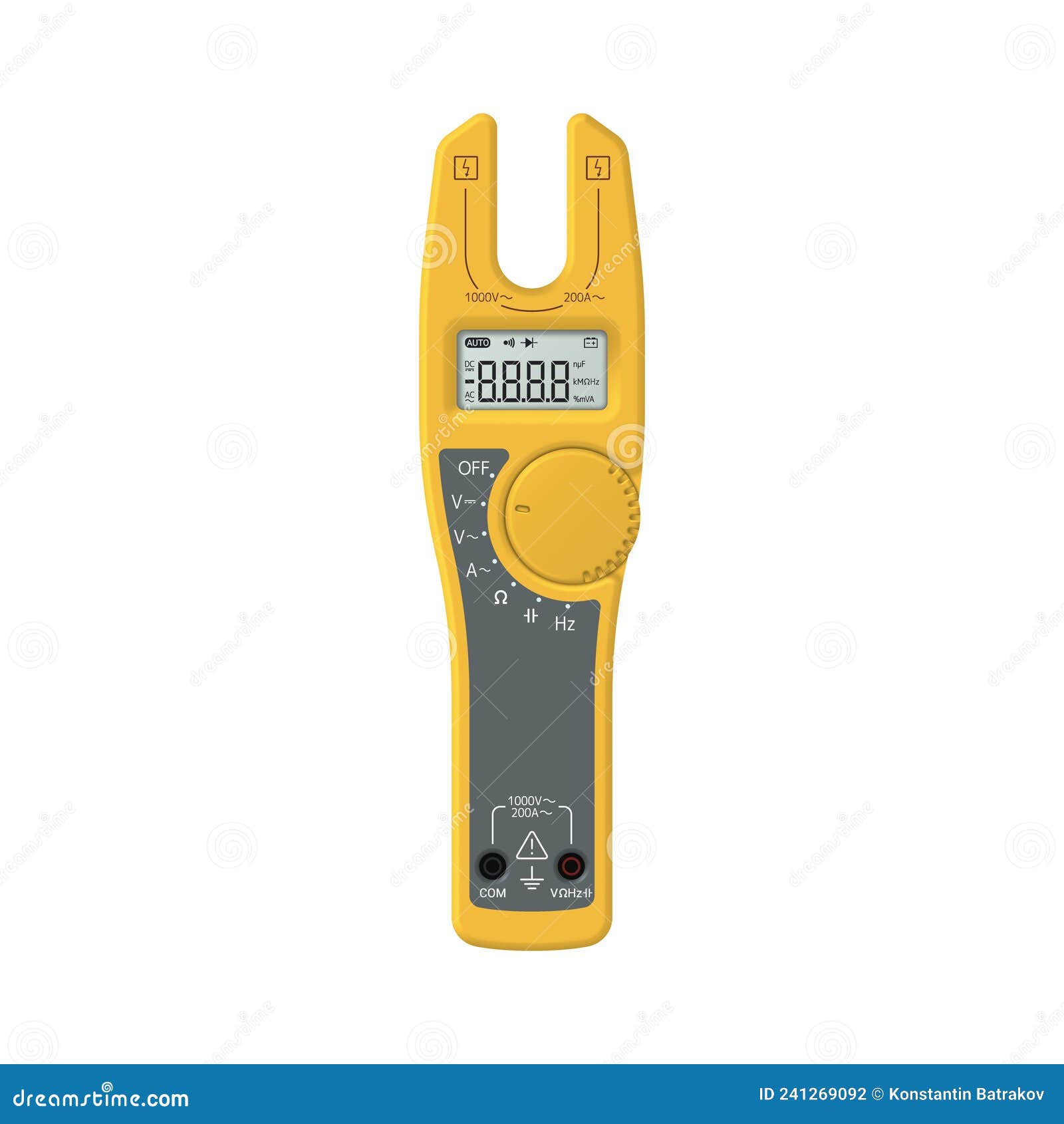 Realistic Clamp Meter on White Background. Stock Vector - Illustration ...