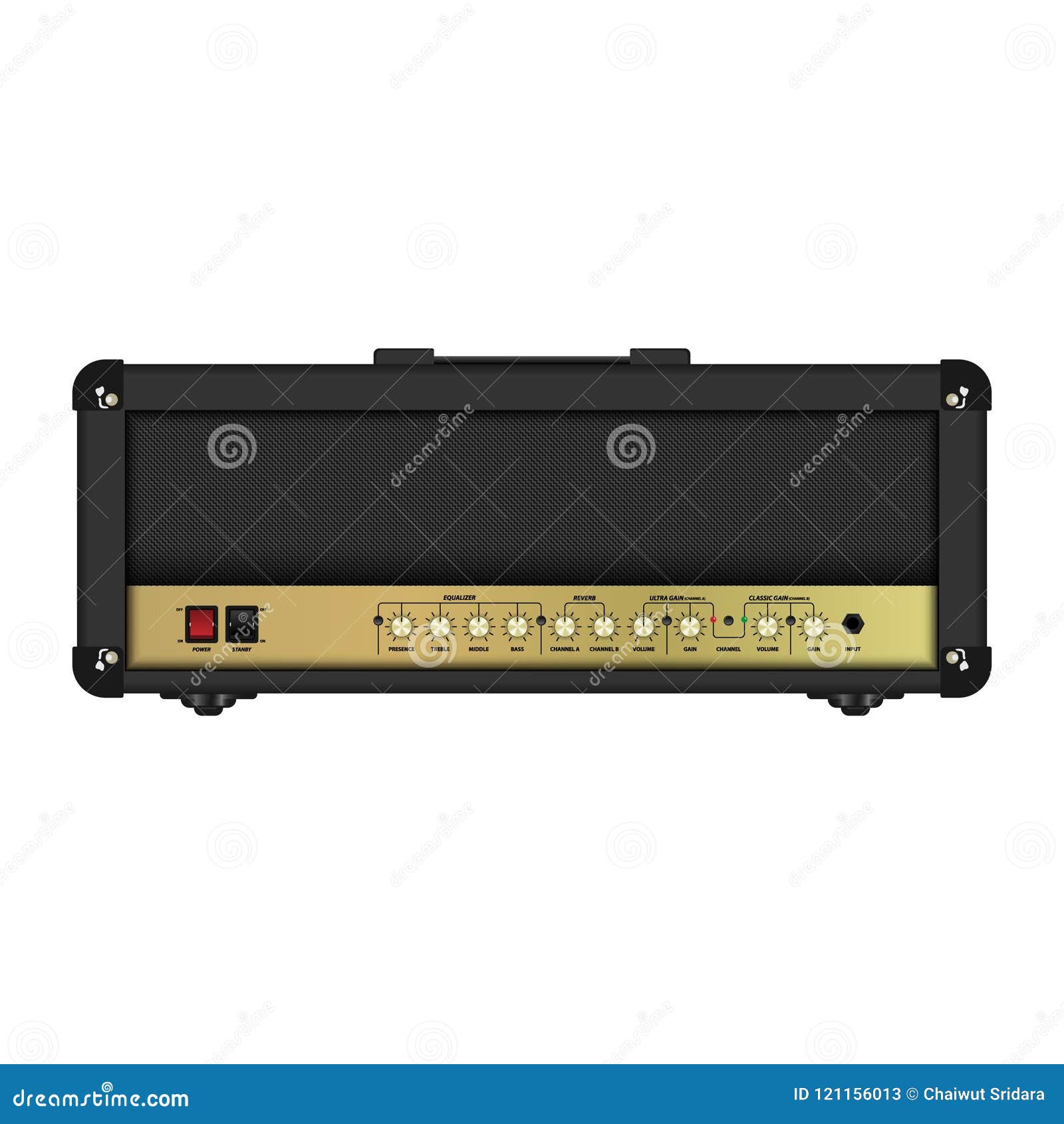Realistic Classic Guitar Amplifier Head, Vector Illustration Stock ...