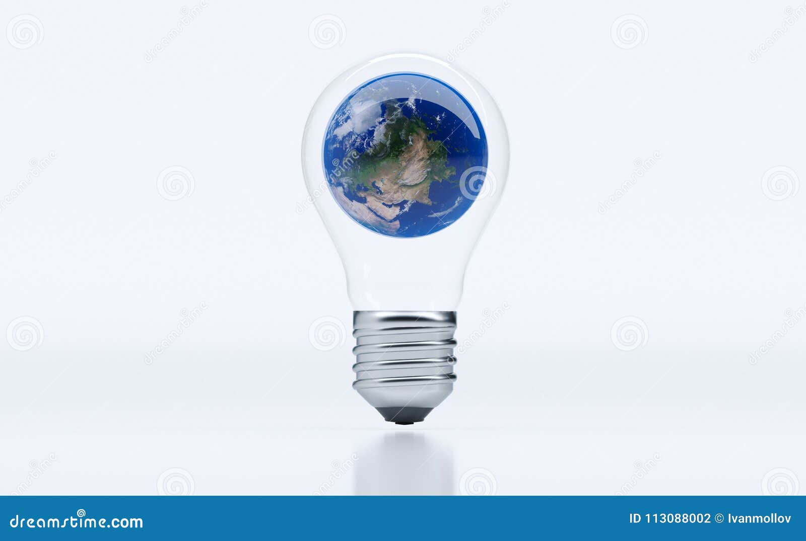 Realistic Classic Light Bulb with Earth Globe Inside Stock Illustration ...