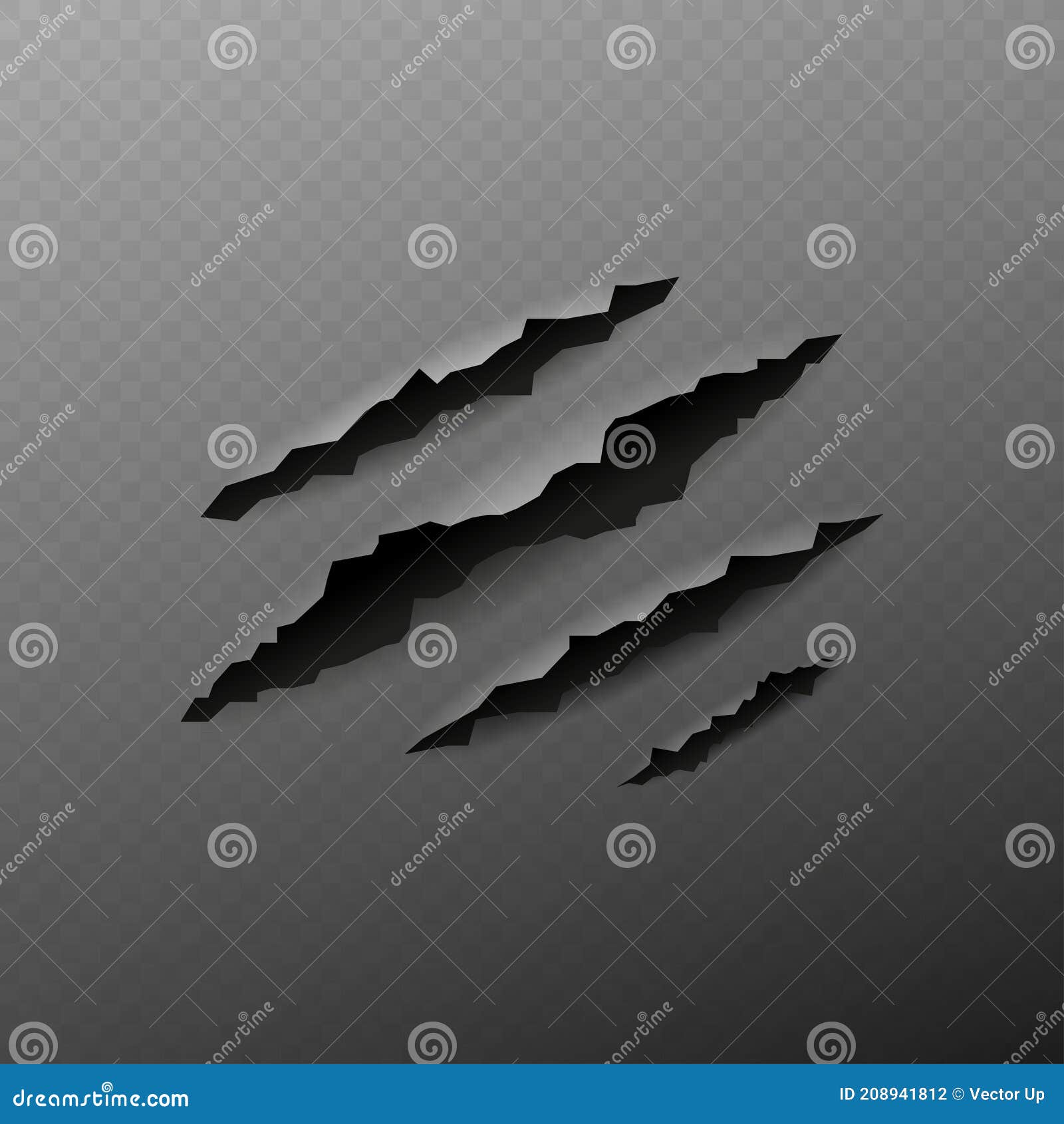 Realistic Claw Rip Slash Pattern on Transparent Background. Vector ...