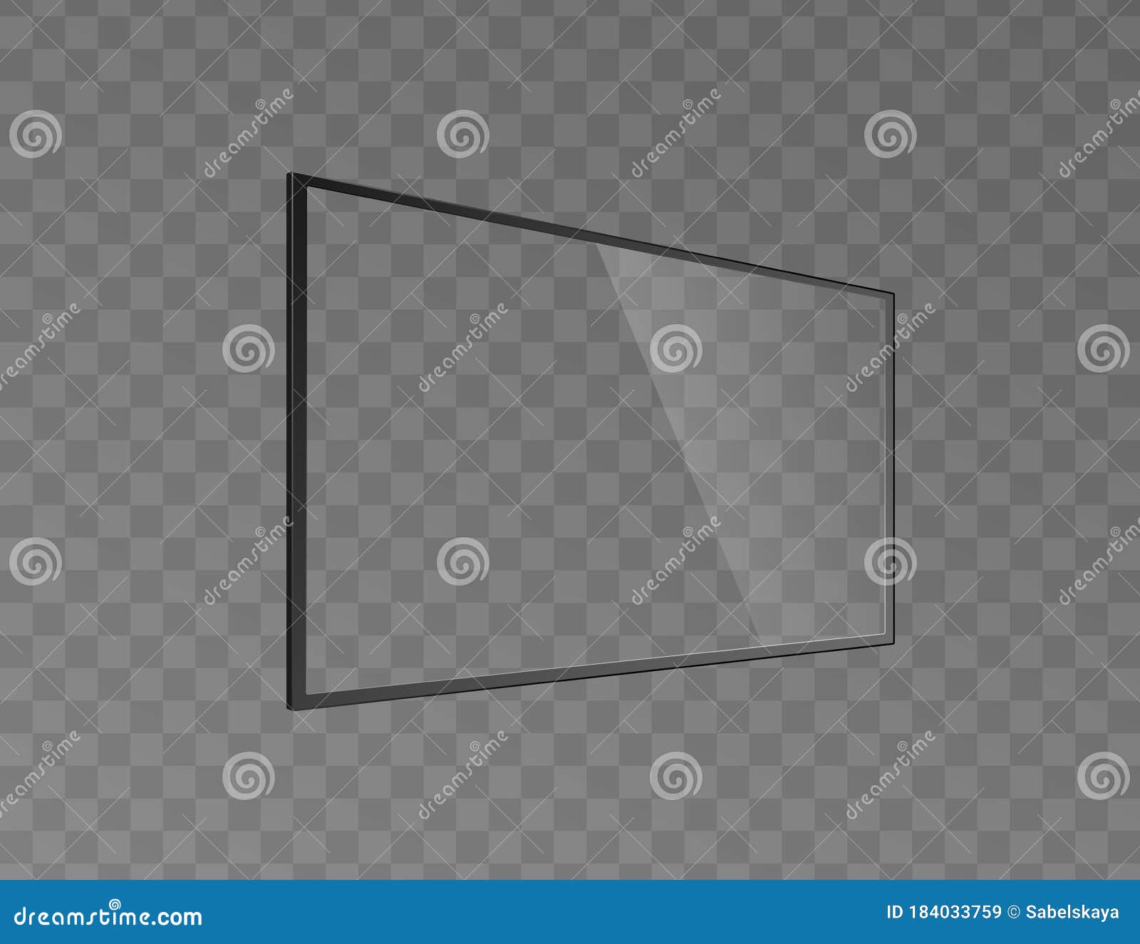 Realistic Clear TV Screen Glass Panel Frame Isolated on Transparent ...