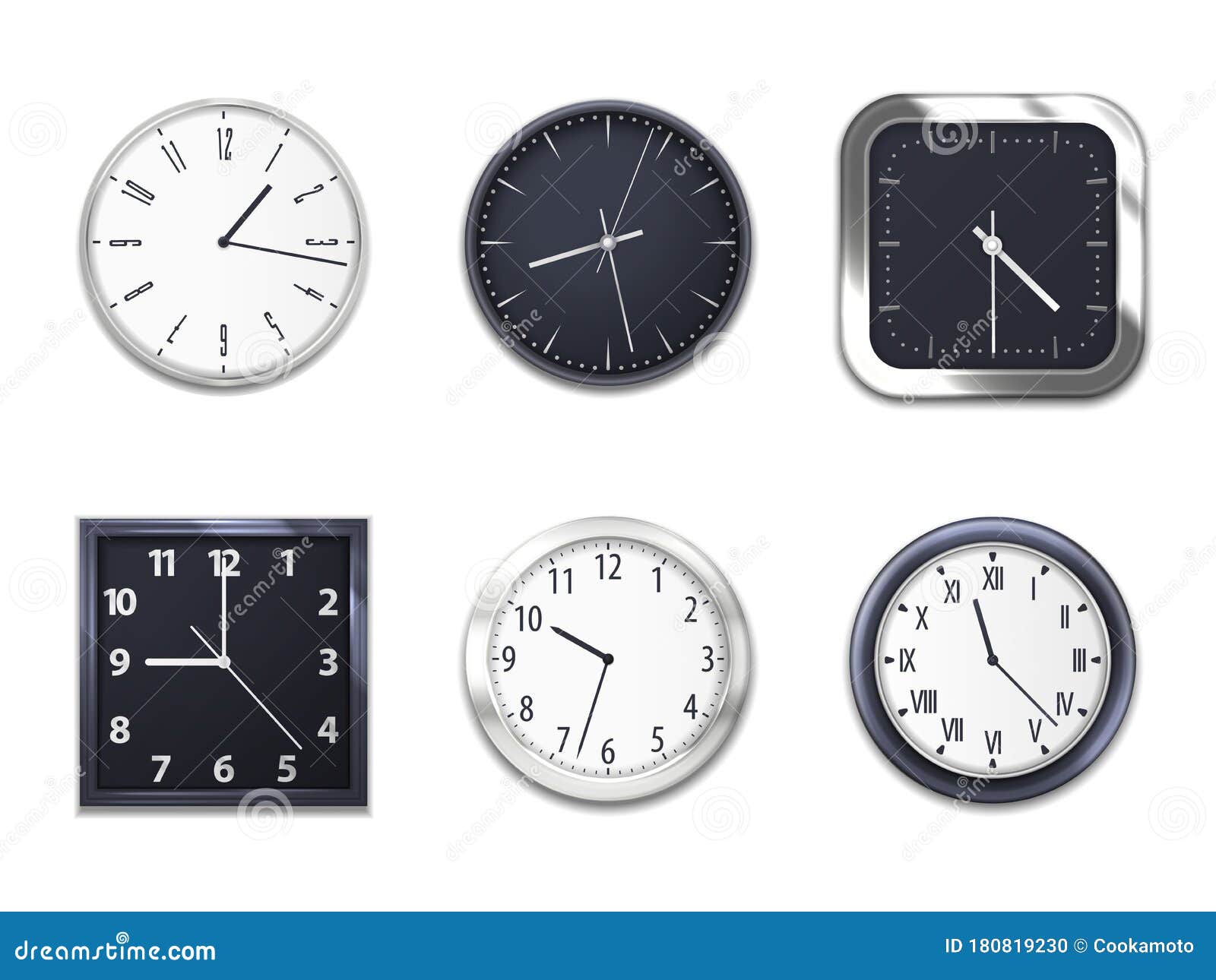 Realistic Clocks, Wall Clock Modern Clockface, Vector | CartoonDealer ...