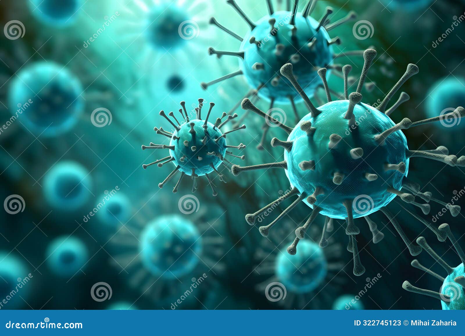 Realistic Close-Up of Virus Particles Floating in Air Stock ...