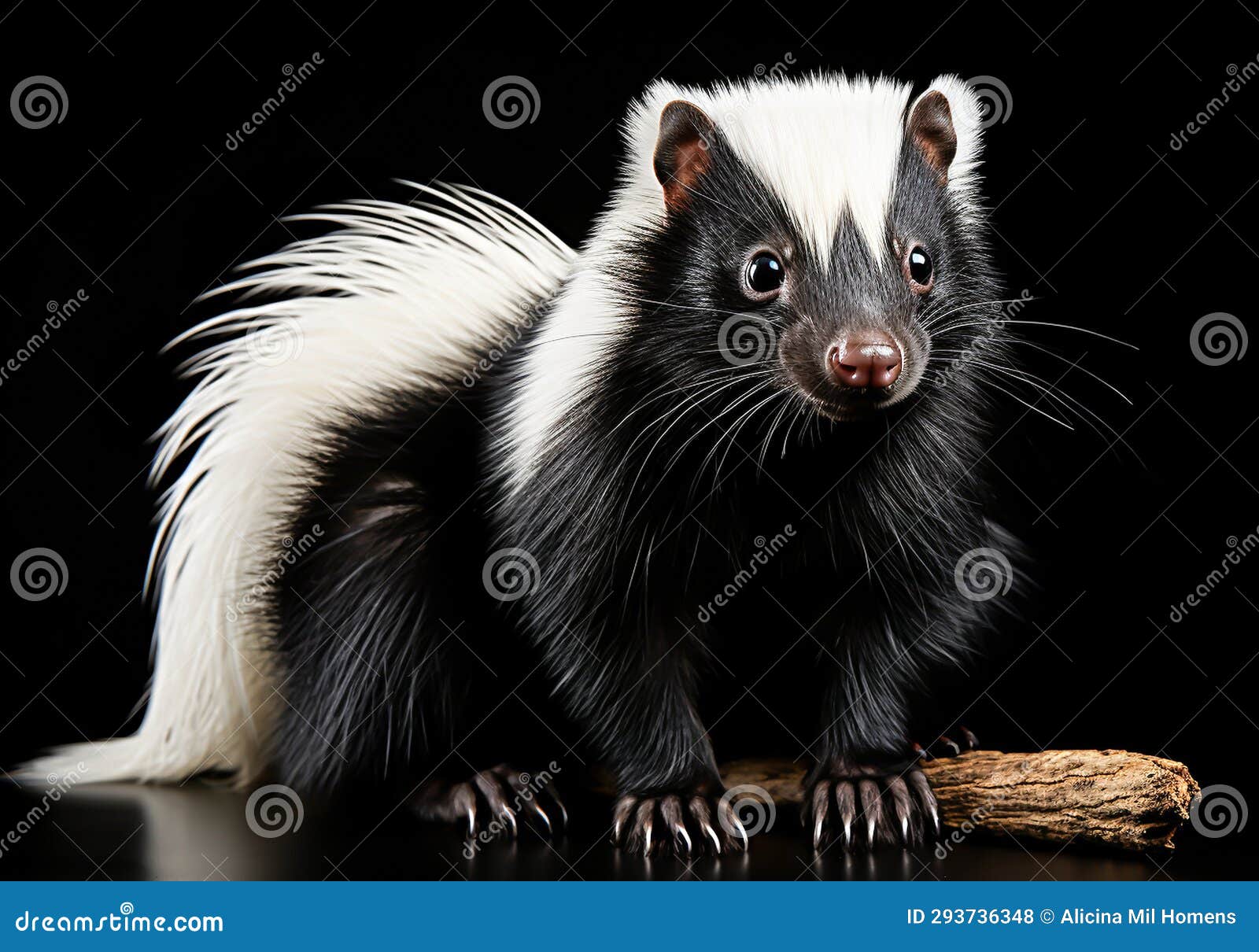 Realistic Closeup Portrait of a Skunk on Dark Background. AI Generated ...
